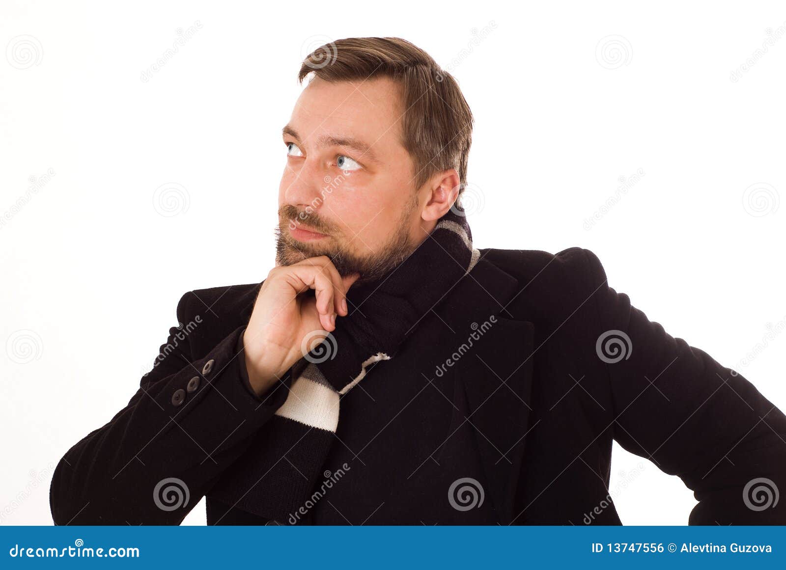 Man Thinking on a White Background Stock Photo - Image of concept ...