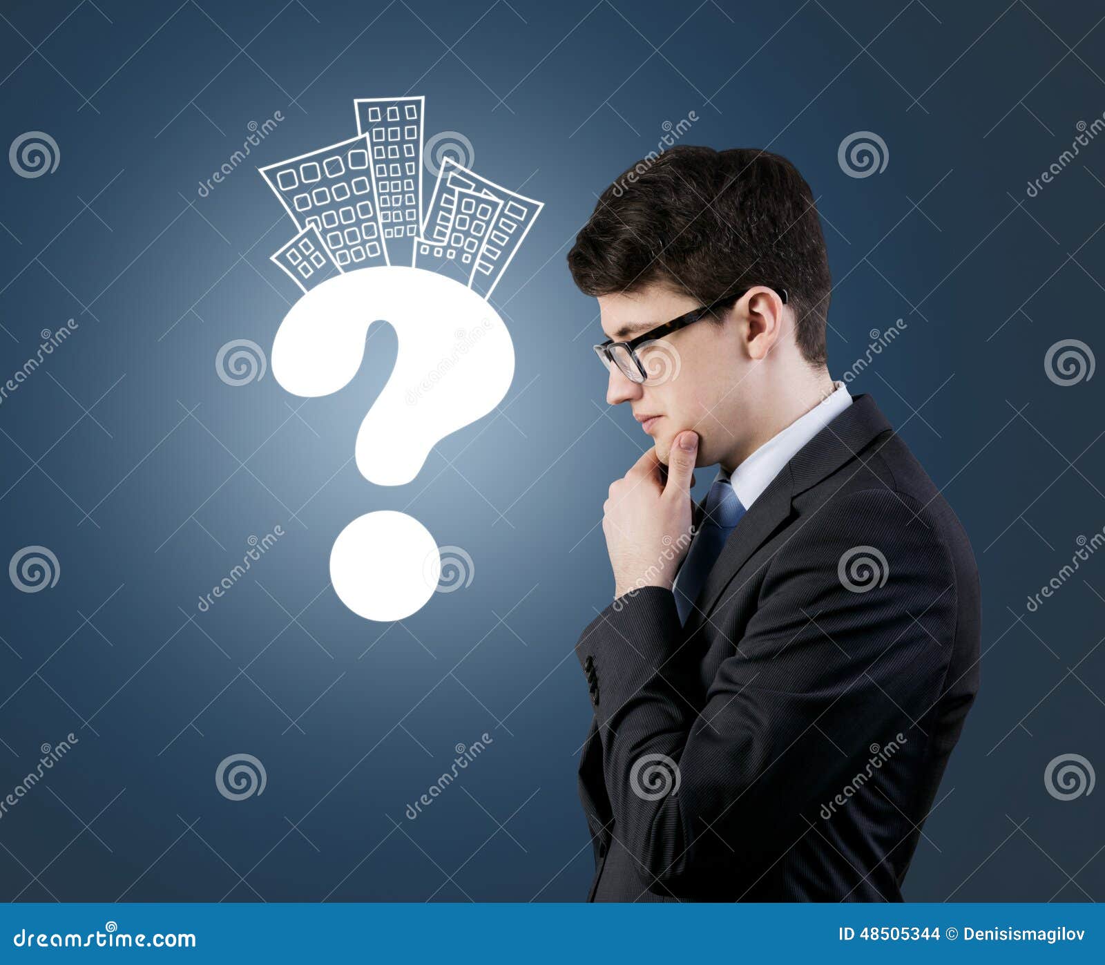 Man thinking stock photo. Image of motivation, cheerful - 48505344