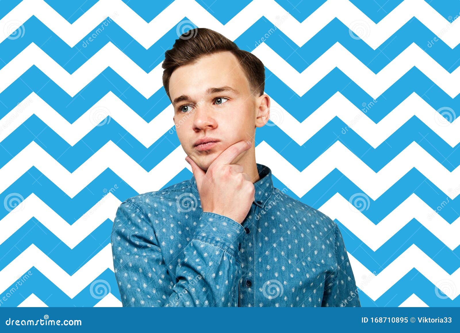 The Man Thinks. Portrait of a Doubting Young White Guy Stock Image ...