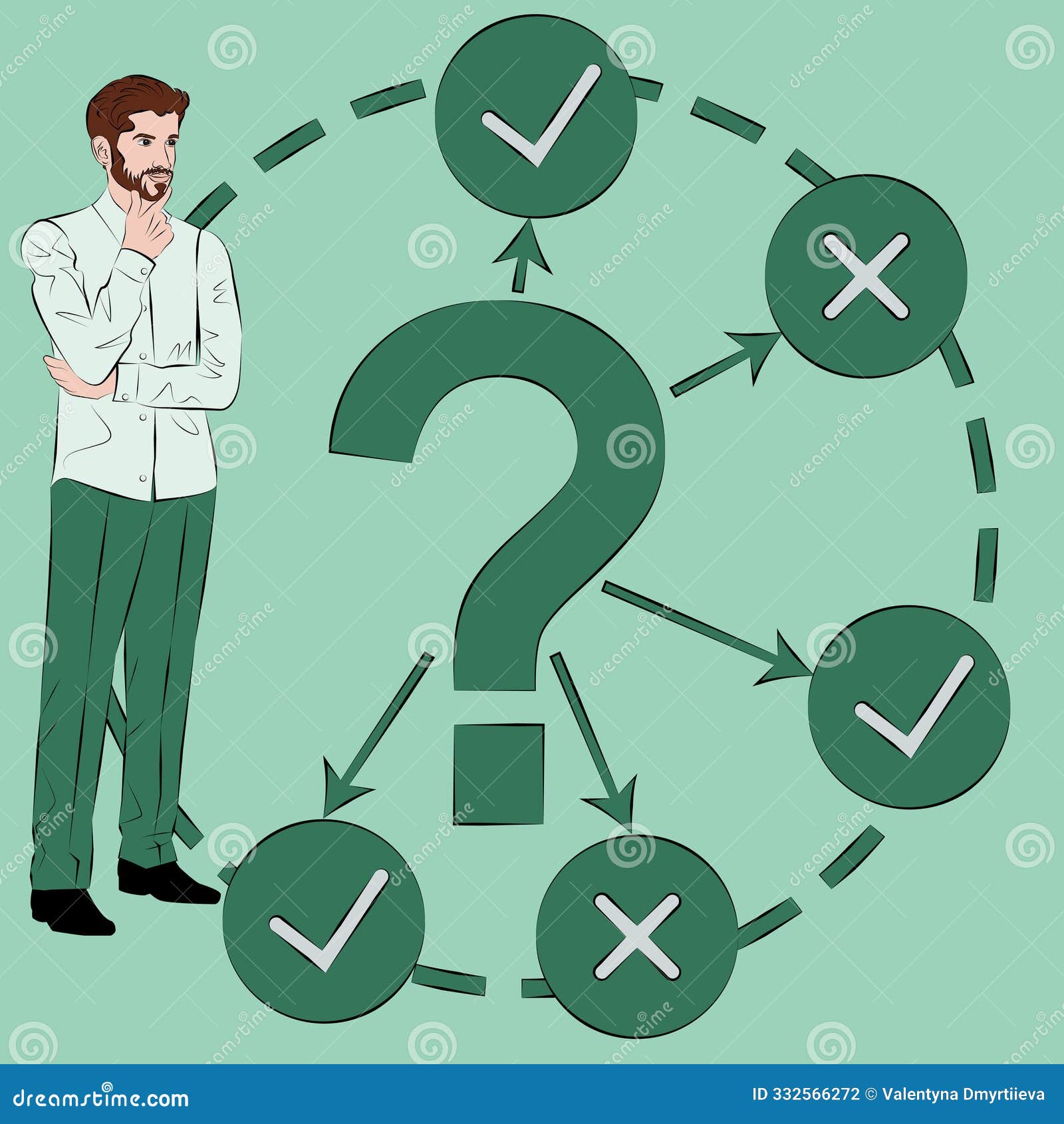 A Man Thinks about Problems. Business Concept. Outline Stock ...