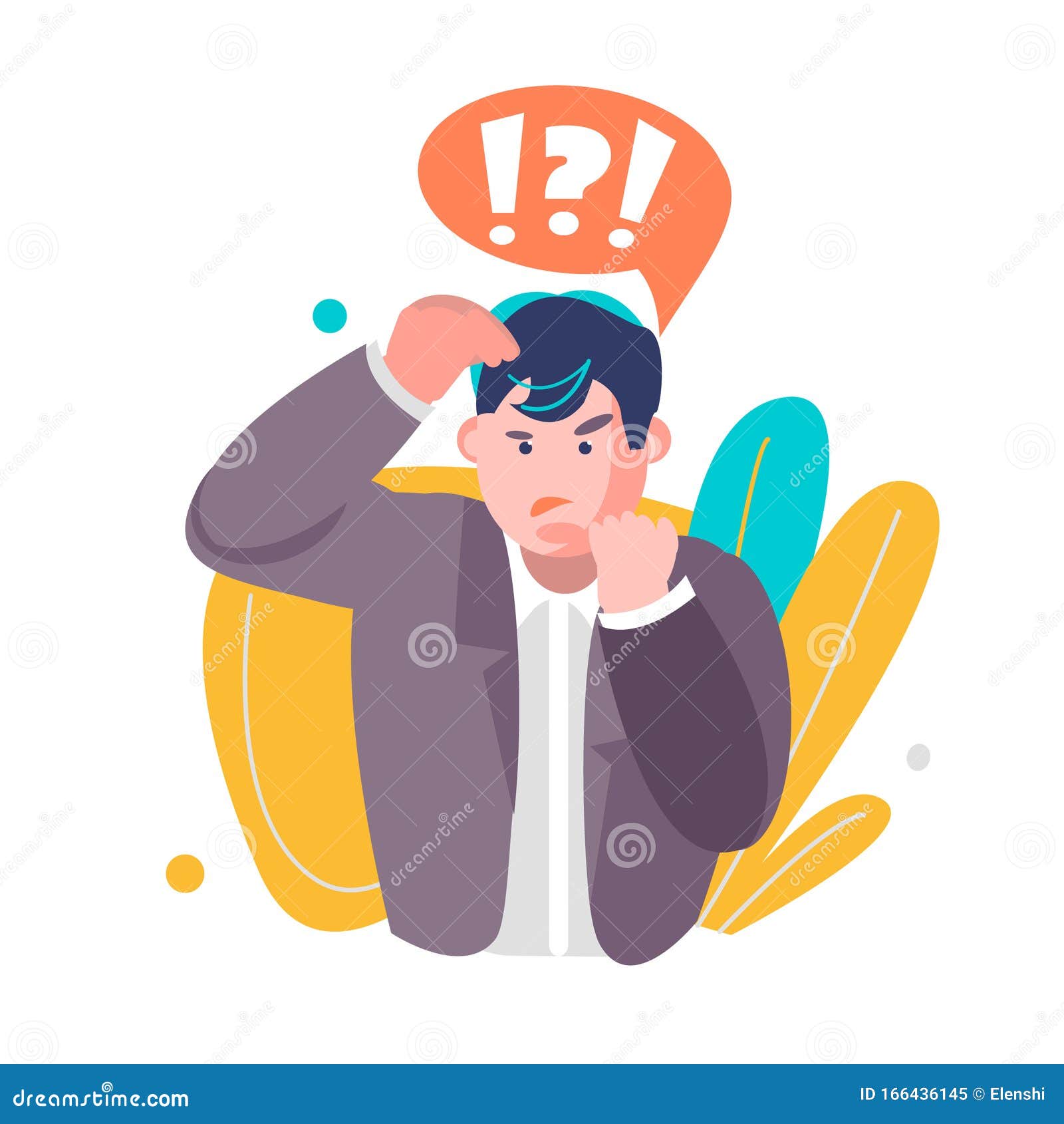 A Man Thinks. Question Mark. the Employee Solves the Problem Stock ...