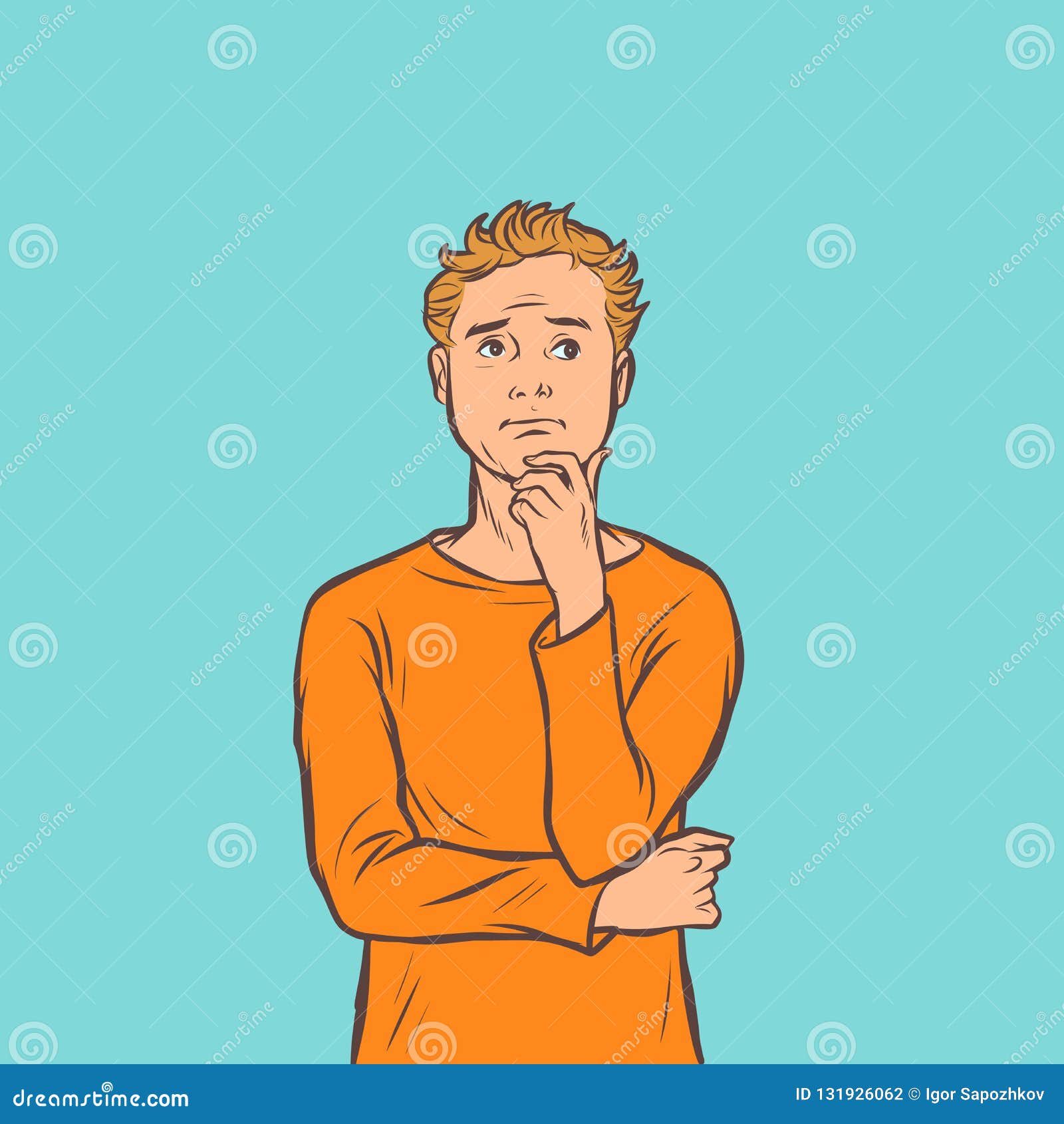Man Thinks Task Problem Brainstorming Stock Vector - Illustration of ...