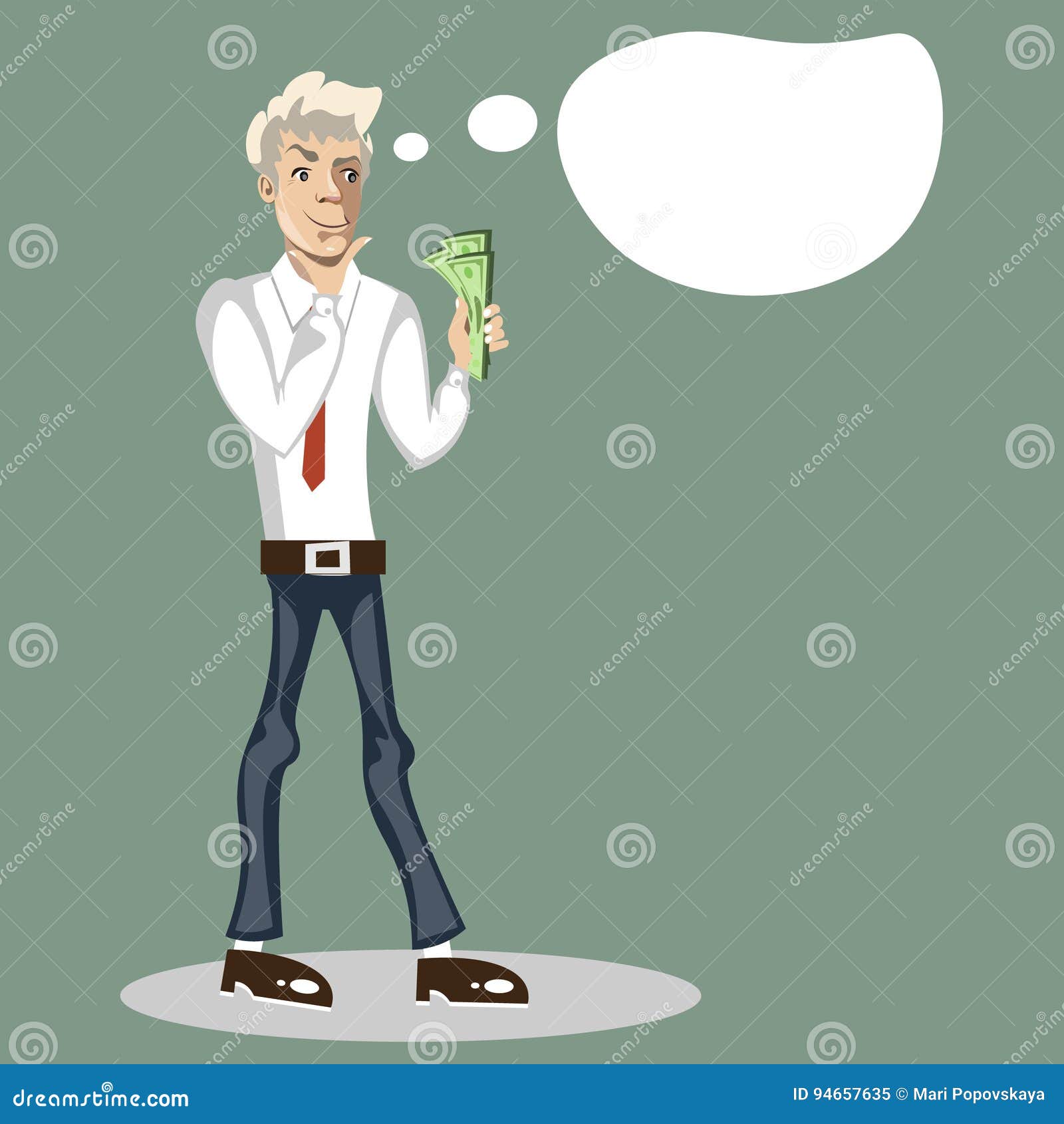 Man Thinks Where To Spend Money Stock Vector - Illustration of finance ...