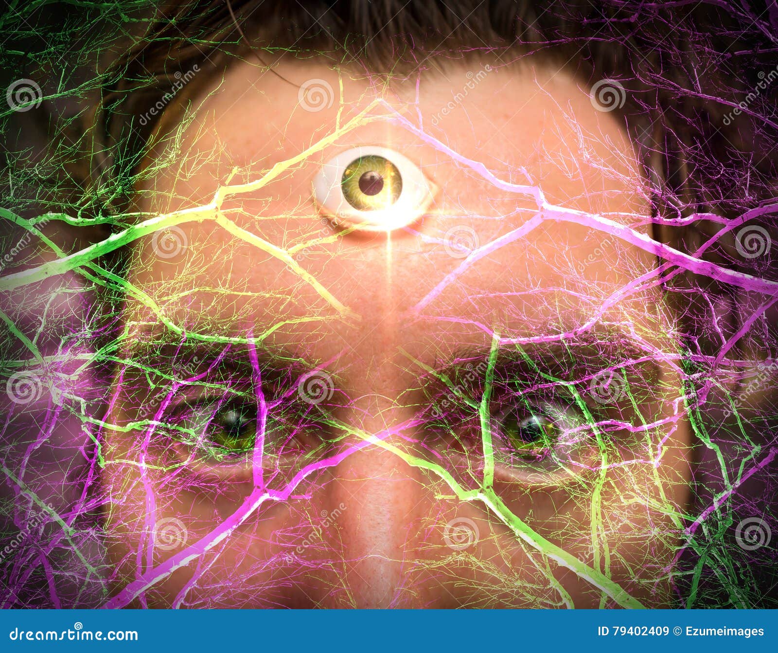 Man Third Eye stock image. Image of halloween, neon, prophecy - 79402409