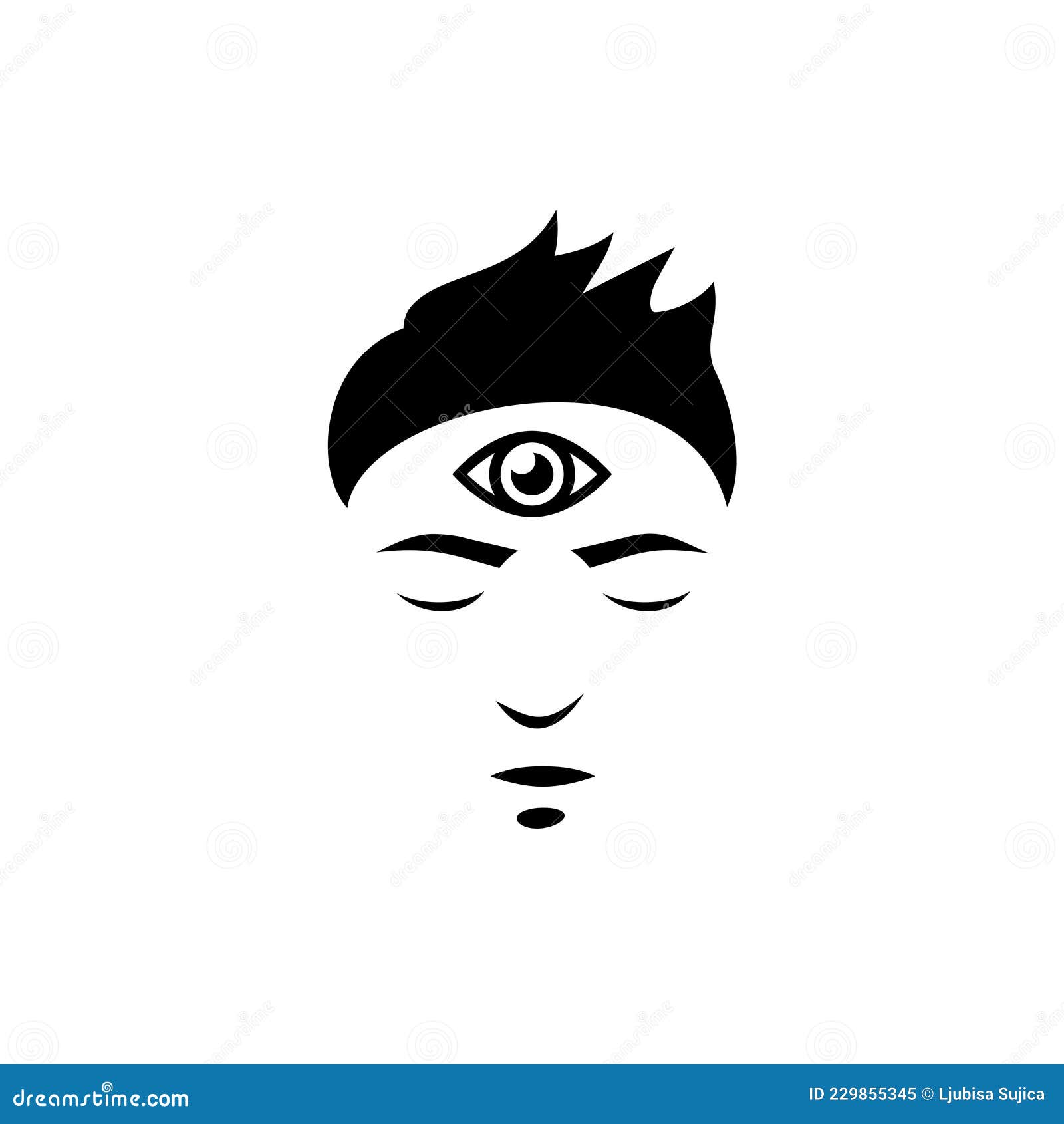 Man with Third Eye Icon Isolated on White Background Stock Vector ...