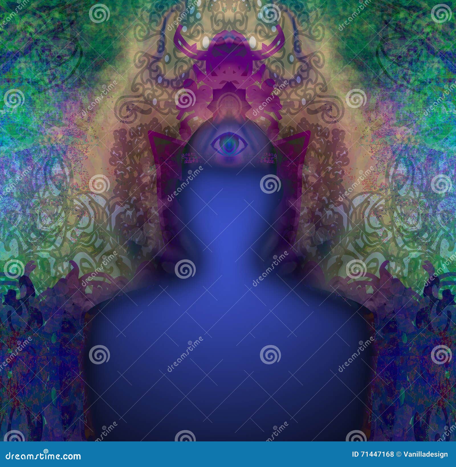 Man with third eye stock illustration. Illustration of male - 71447168
