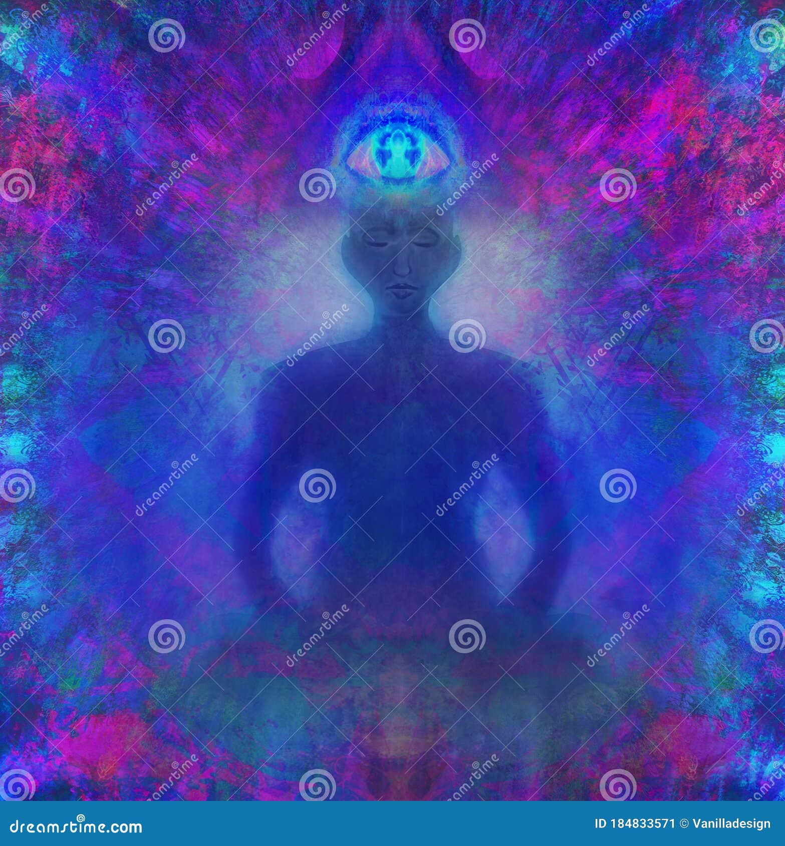 Man with Third Eye, Psychic Supernatural Senses Stock Illustration ...