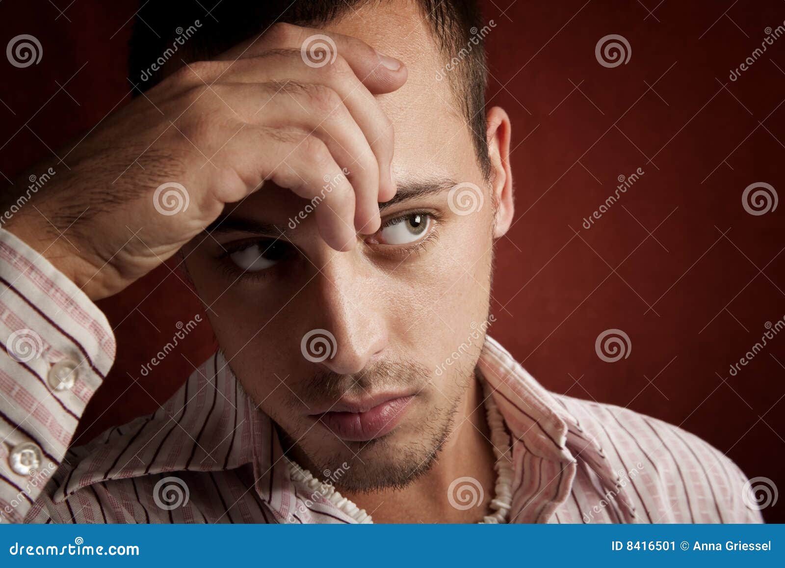Man in thought stock image. Image of worried, young, hand - 8416501