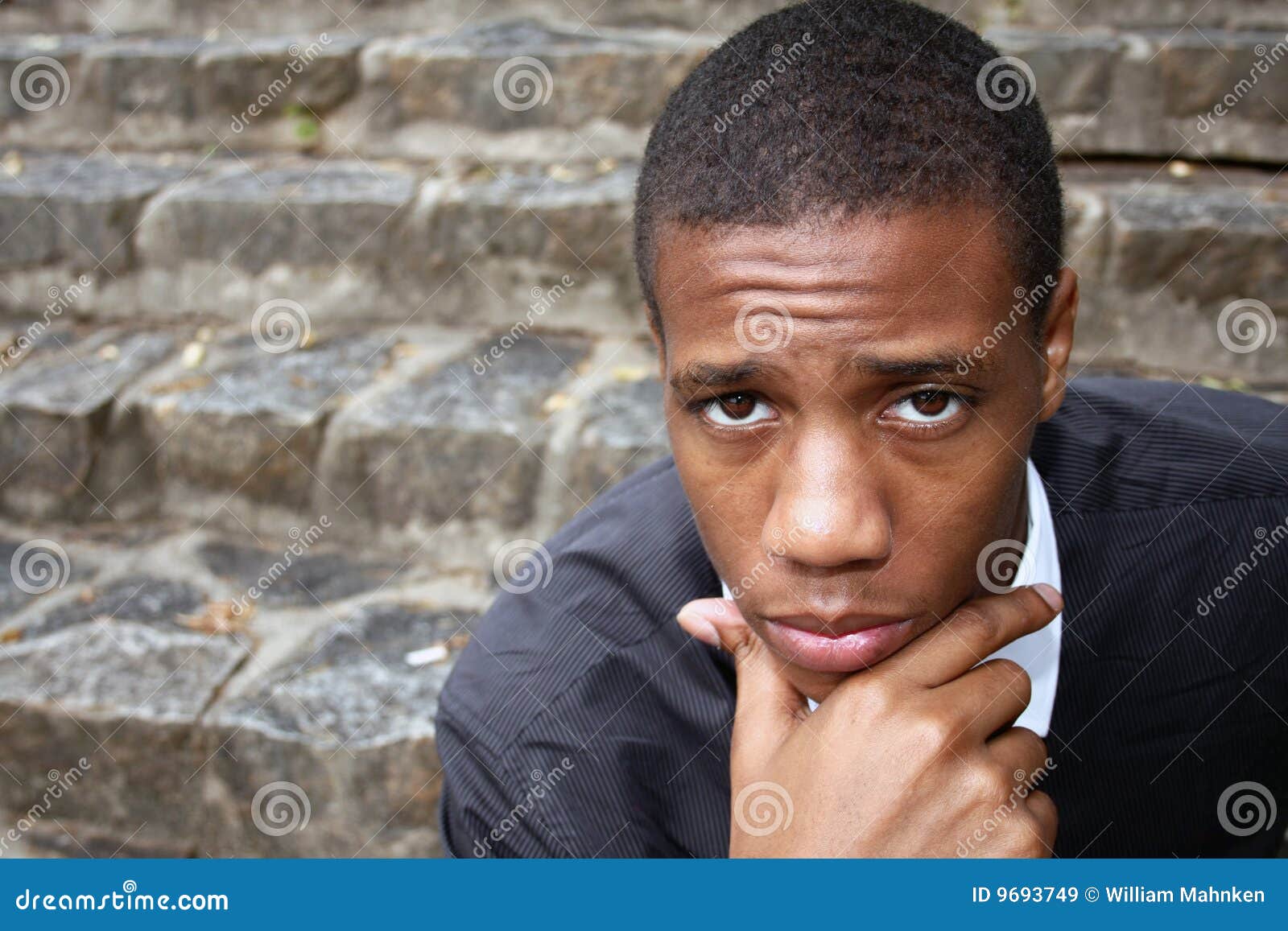 Man in Thought, Contemplating Stock Image - Image of black, minority ...