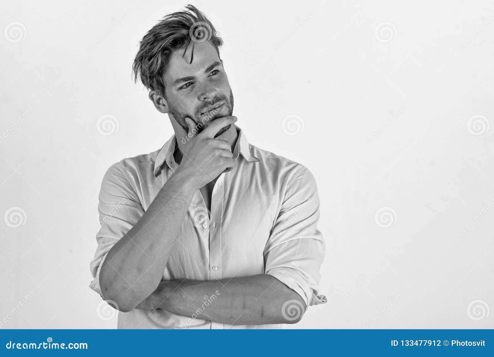 Man with Thoughtful Face on White Background Stock Photo - Image of ... Man with Thoughtful Face on White Background Stock Photo - Image of ...