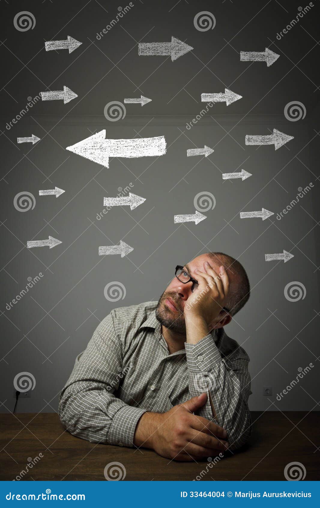 Man in thoughts. Uncertain stock photo. Image of emotion - 33464004