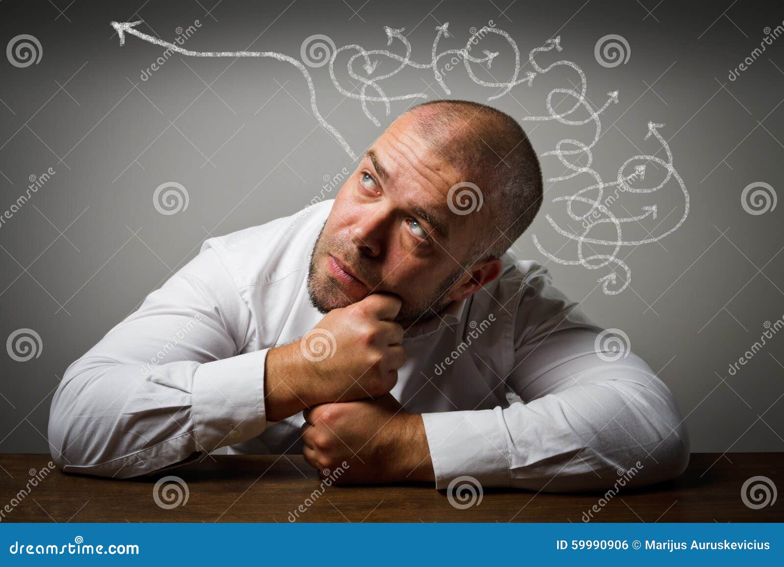 Man in thoughts. stock photo. Image of indecision, face - 59990906