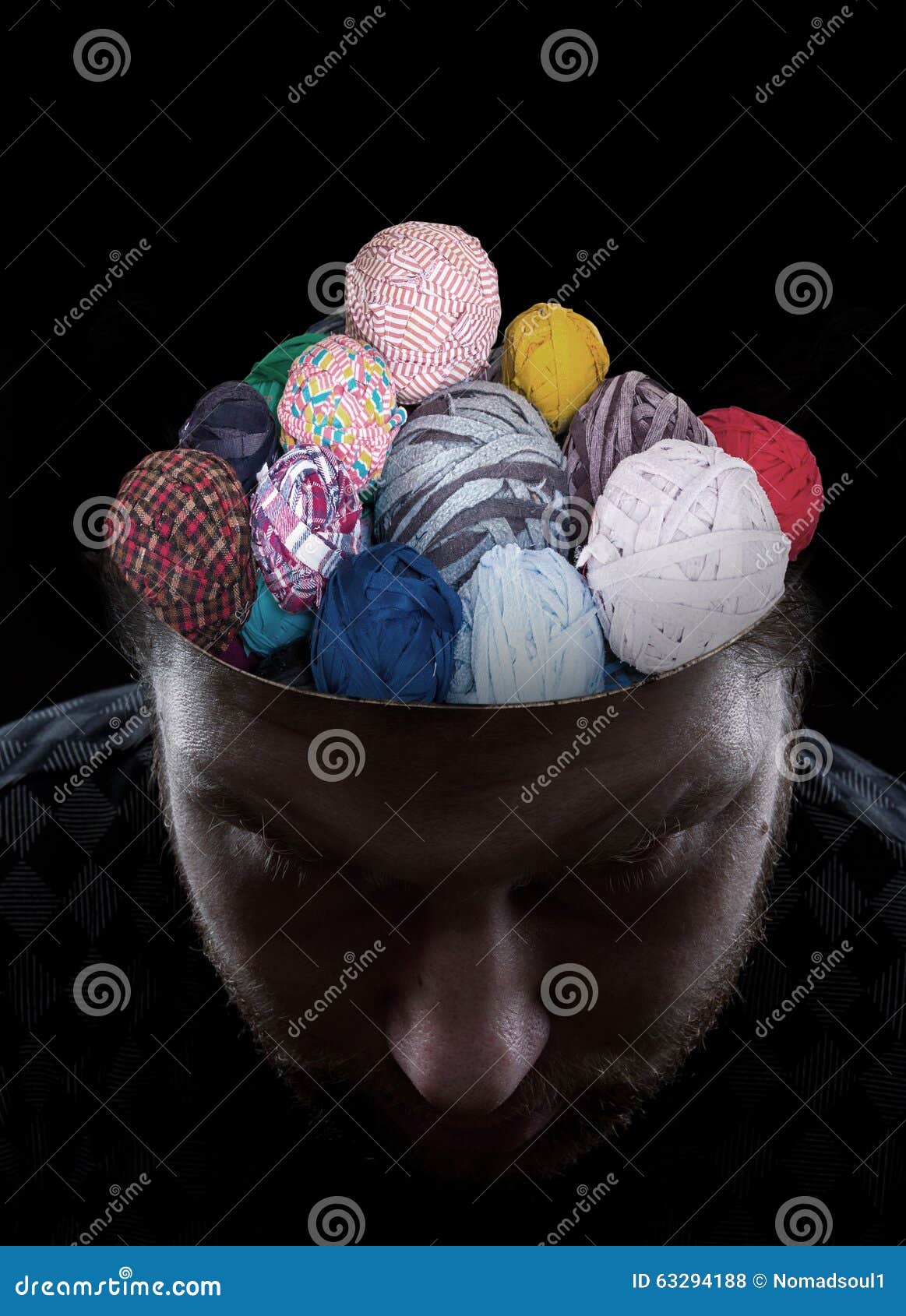 Man with Threads in His Head Stock Photo - Image of prisoner, abstract ...