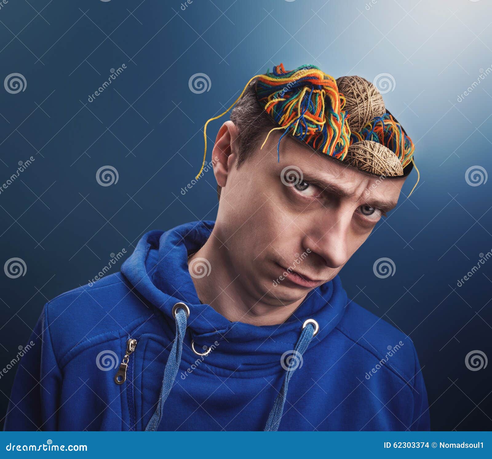 Man with Threads in His Head Stock Photo - Image of male, cooperation ...