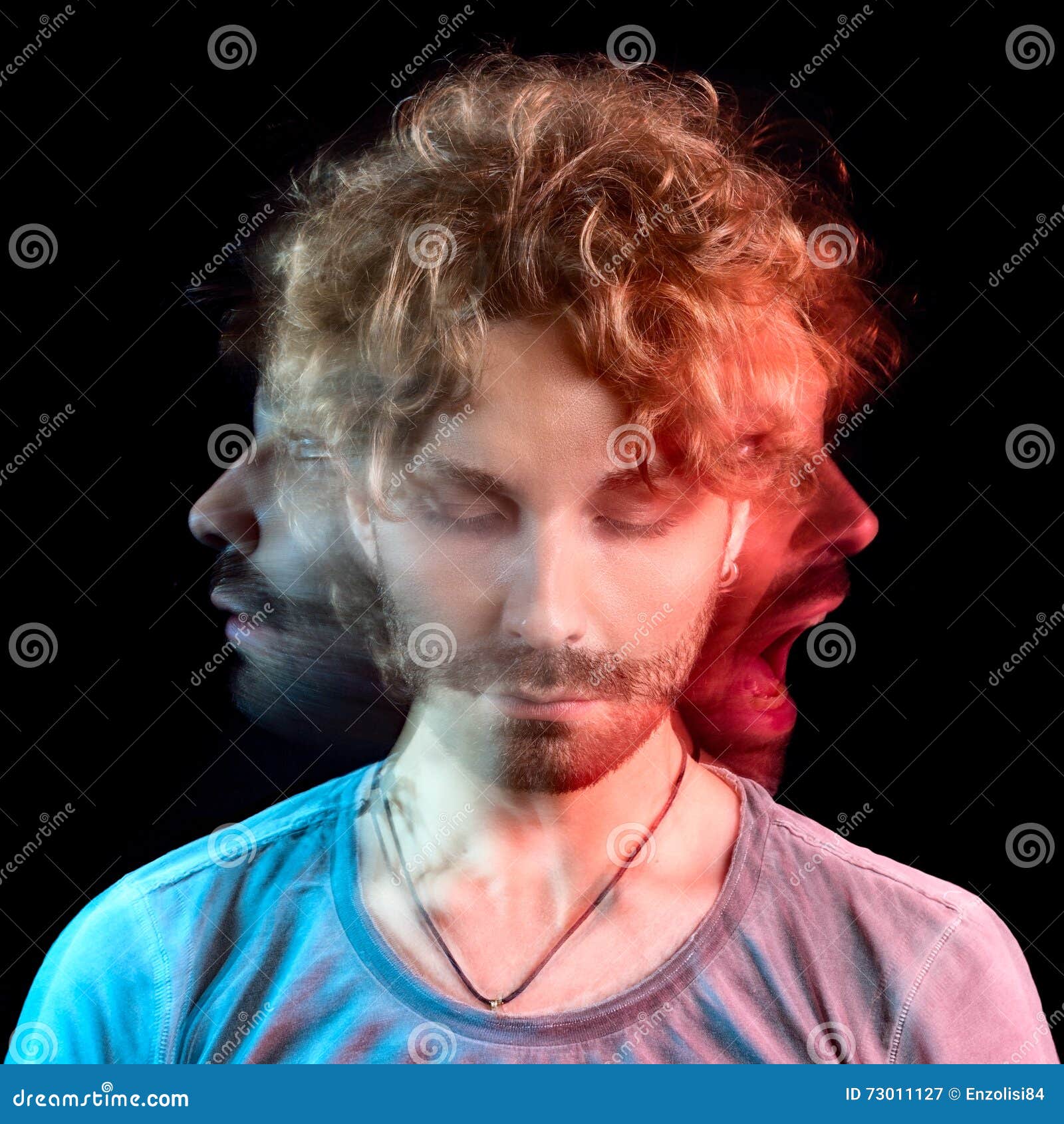 Man with three face stock image. Image of spirituality - 73011127