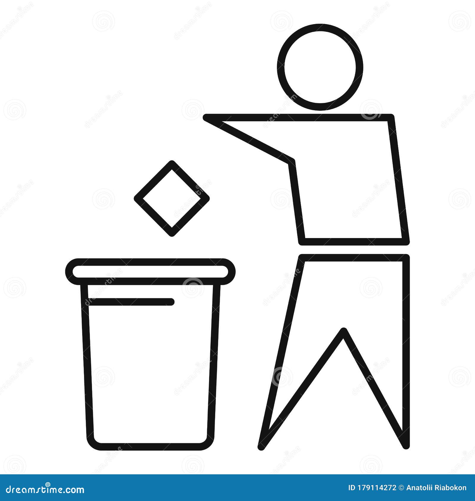 Man Throw Garbage Icon, Outline Style Stock Vector - Illustration of ...