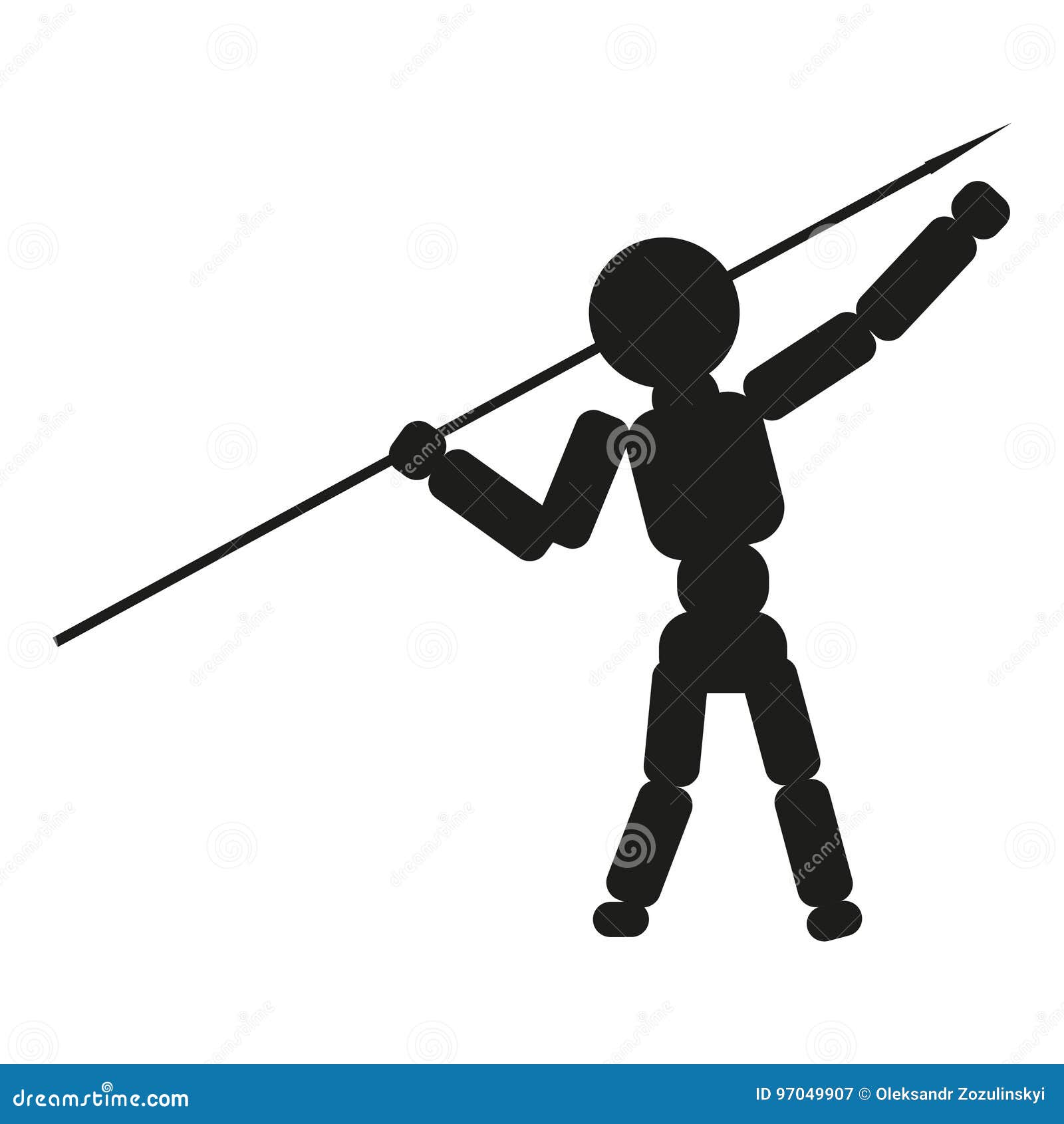 Man Thrower Spear Sign Illustration. Vector. Black Icon on White ...