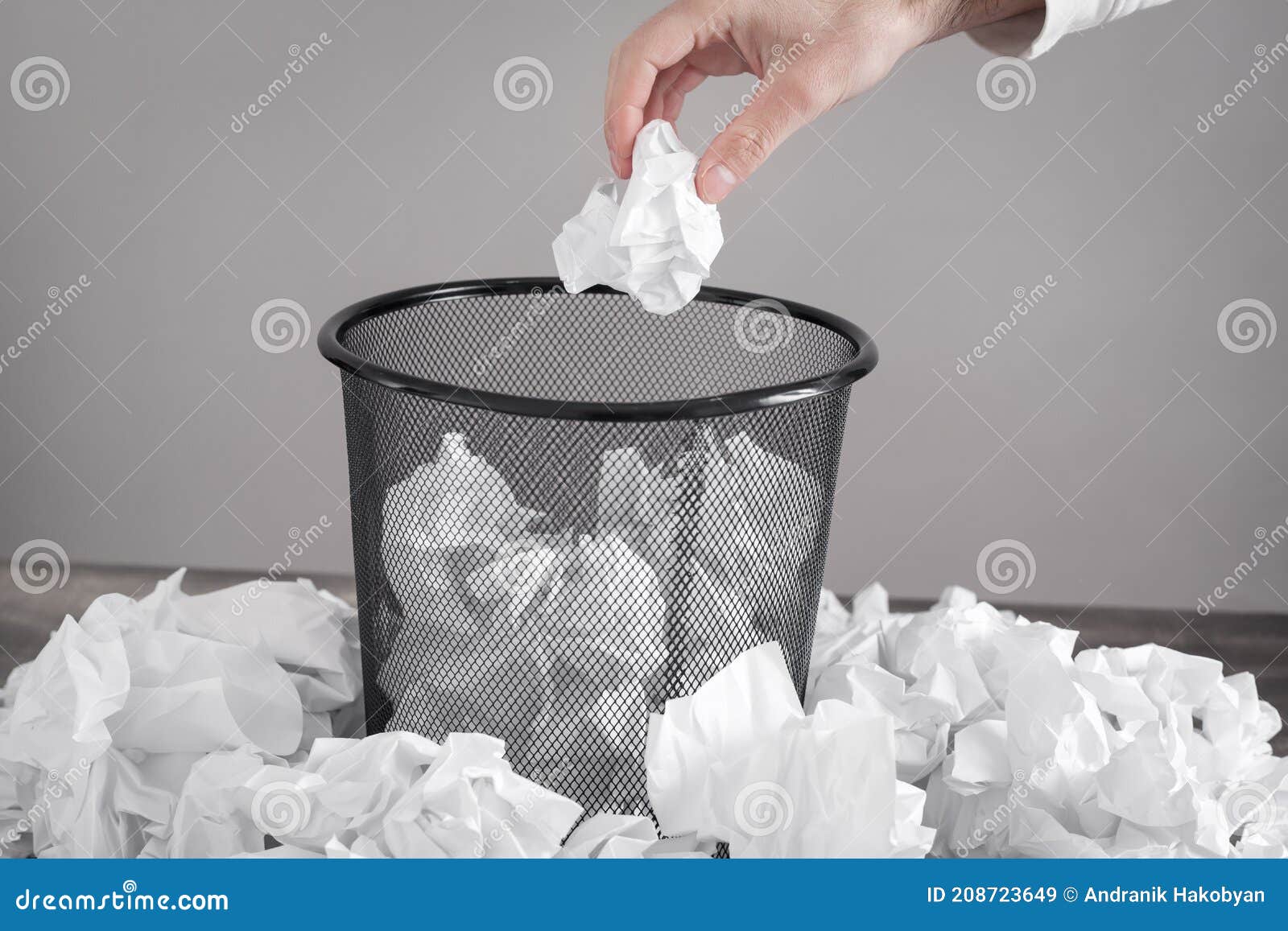 Man Throwing Crumpled Paper into Trash Can Stock Image - Image of trash ...