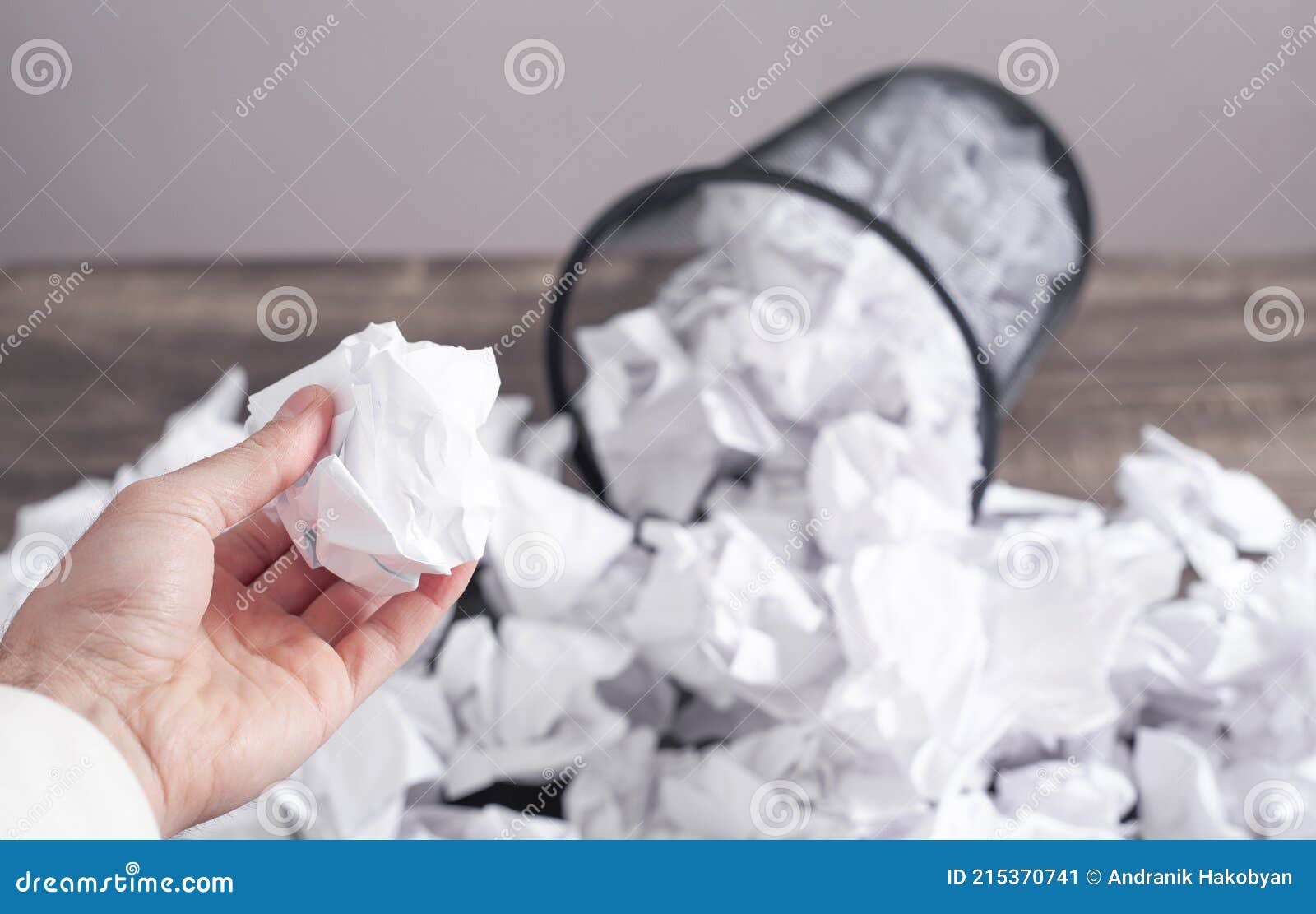 Man Throwing Crumpled Paper into Trash Can Stock Image - Image of ...