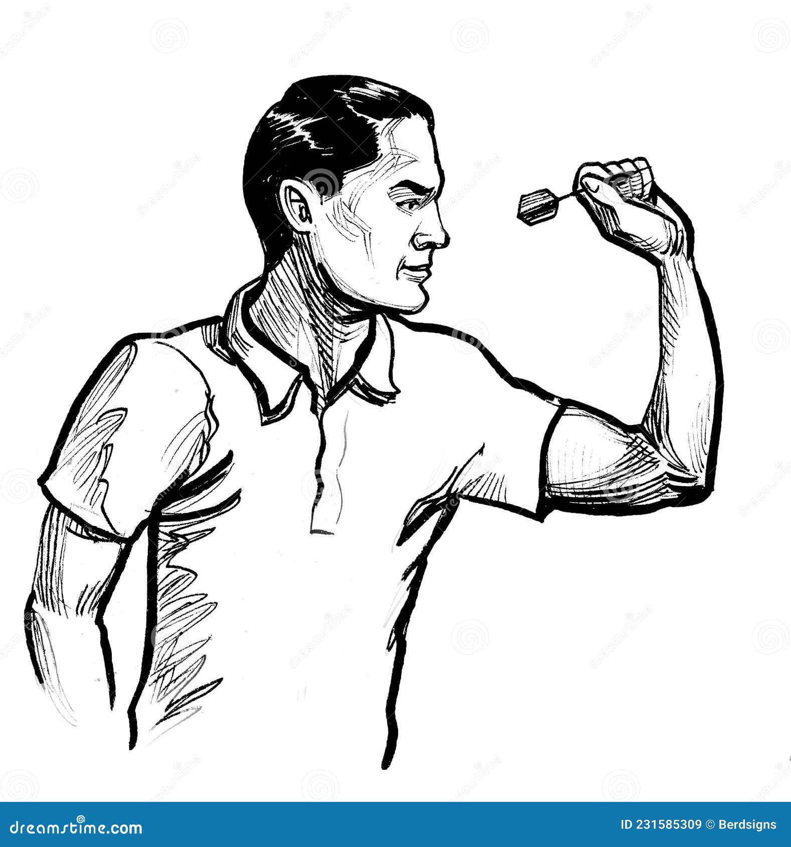 Man throwing dart arrow stock illustration. Illustration of dart ...