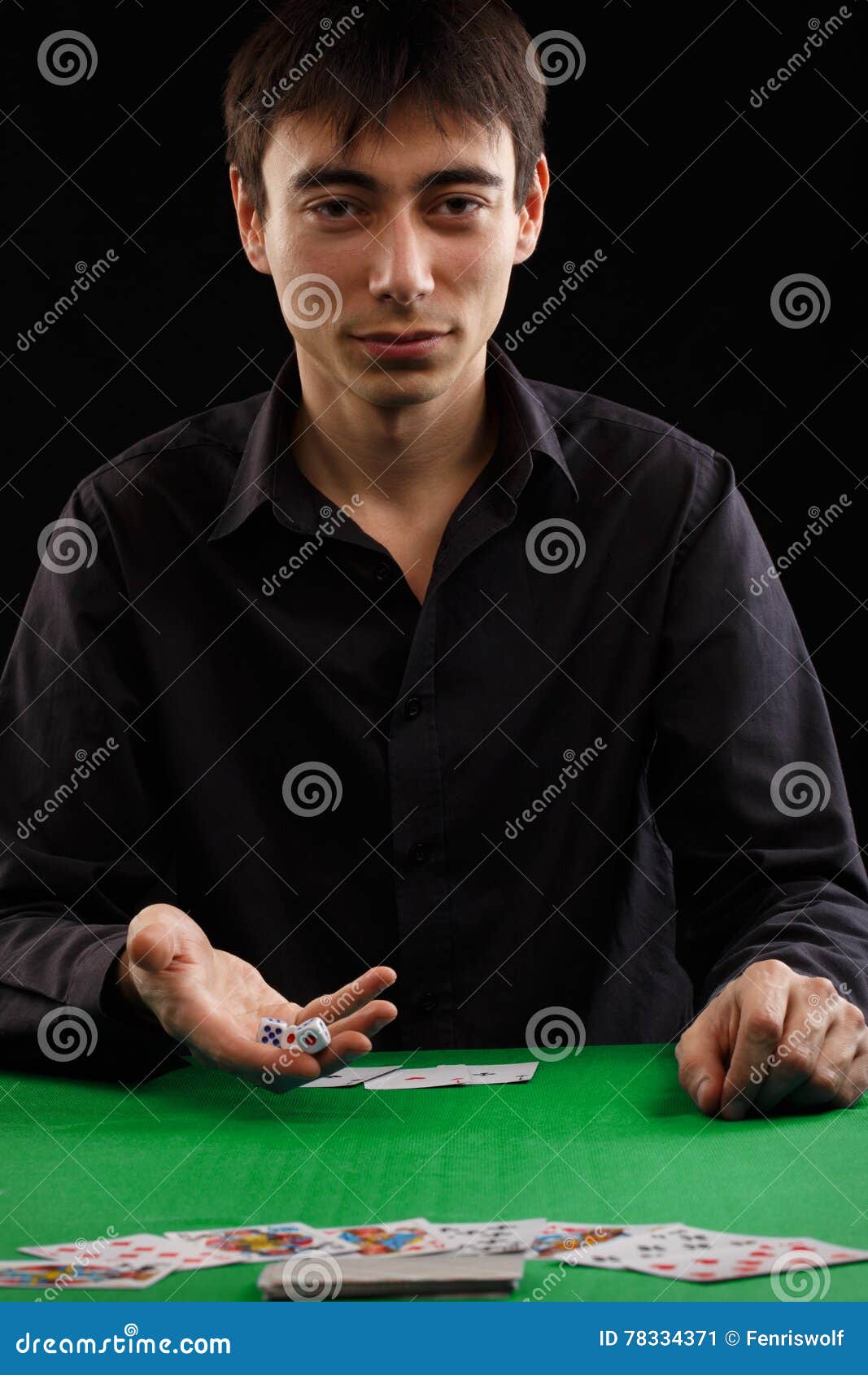 Man Throwing Dice on a Gambling Table Stock Image - Image of white ...