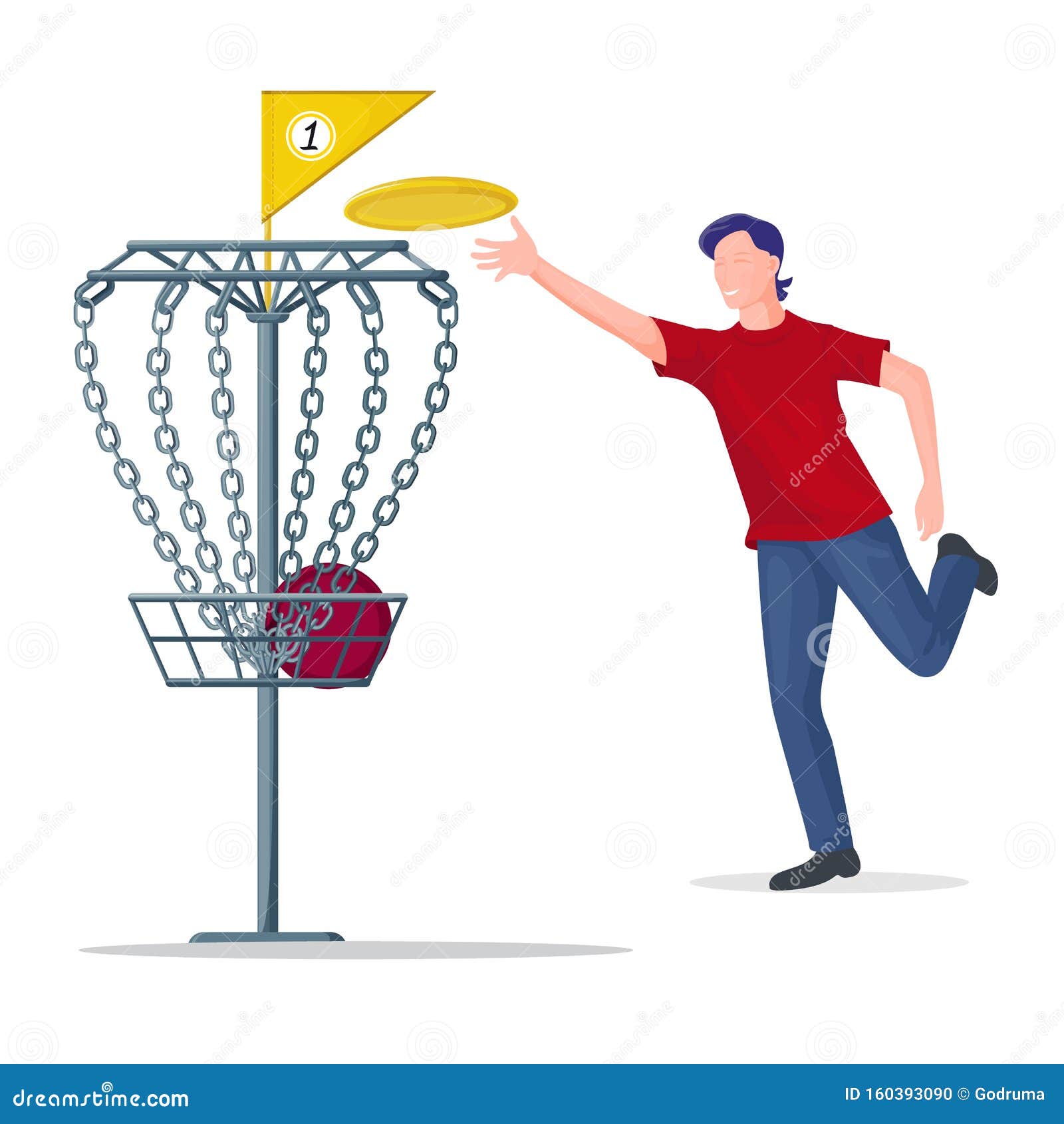 Man Throwing a Frisbee Disc To the Basket. Vector Stock Vector ...