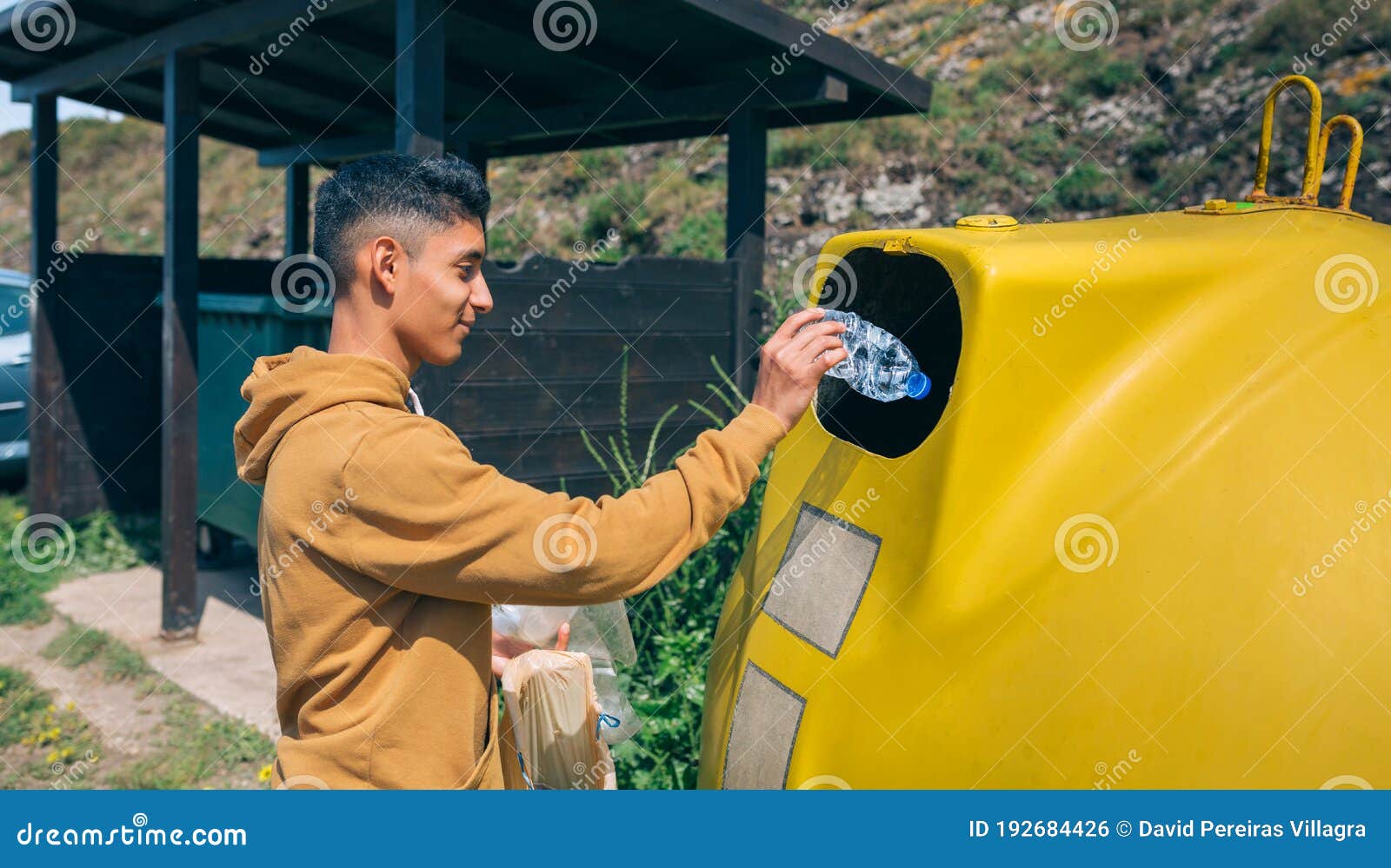Man Throwing Garbage To Container Stock Photo - Image of litter ...