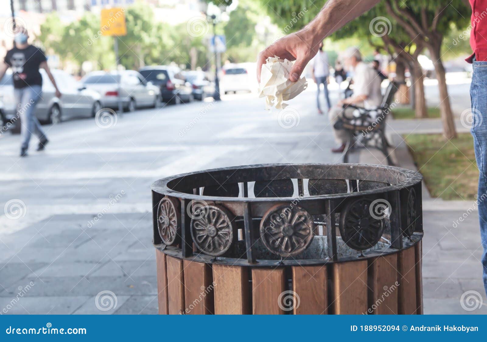 Man Throwing Garbage in a Trash Bin Stock Photo - Image of clean ...