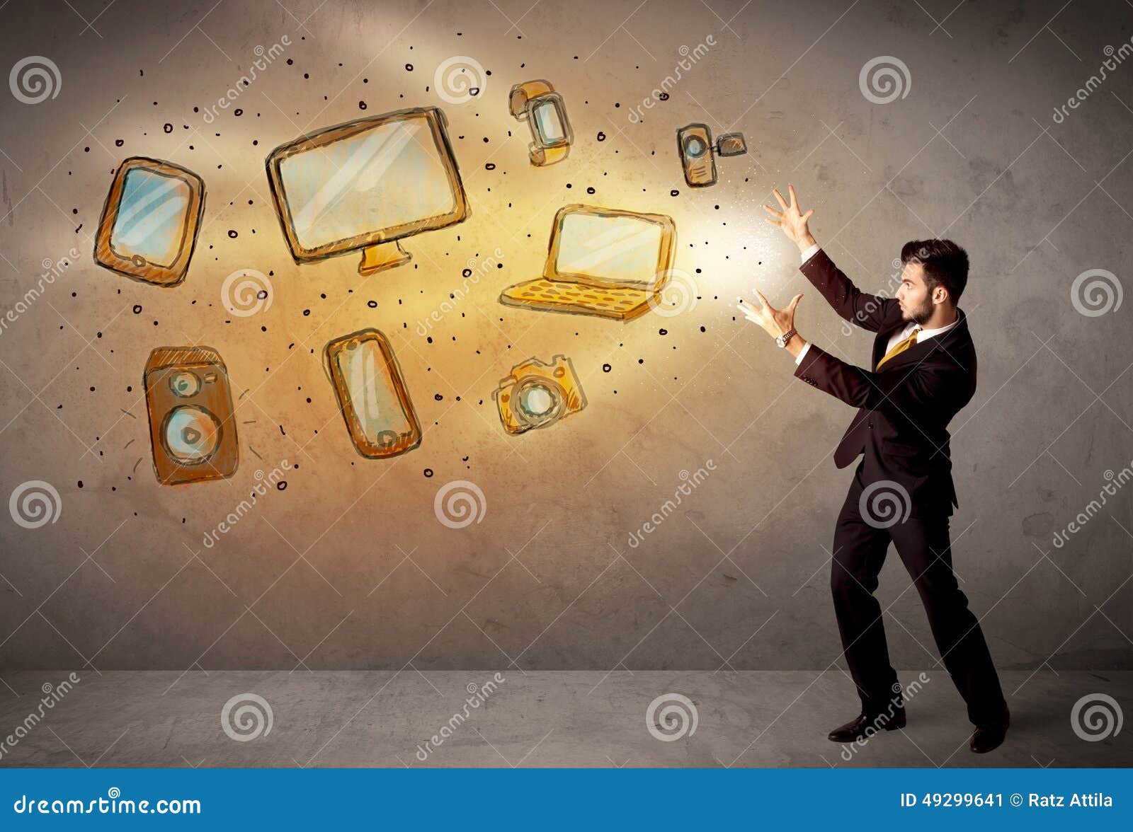 Man Throwing Hand Drawn Electronical Devices Royalty-Free Stock ...