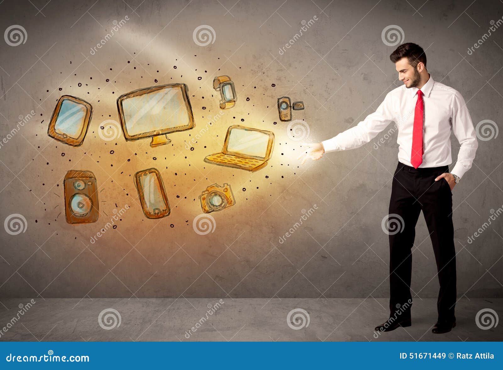 Man Throwing Hand Drawn Electronical Devices Royalty-Free Stock ...