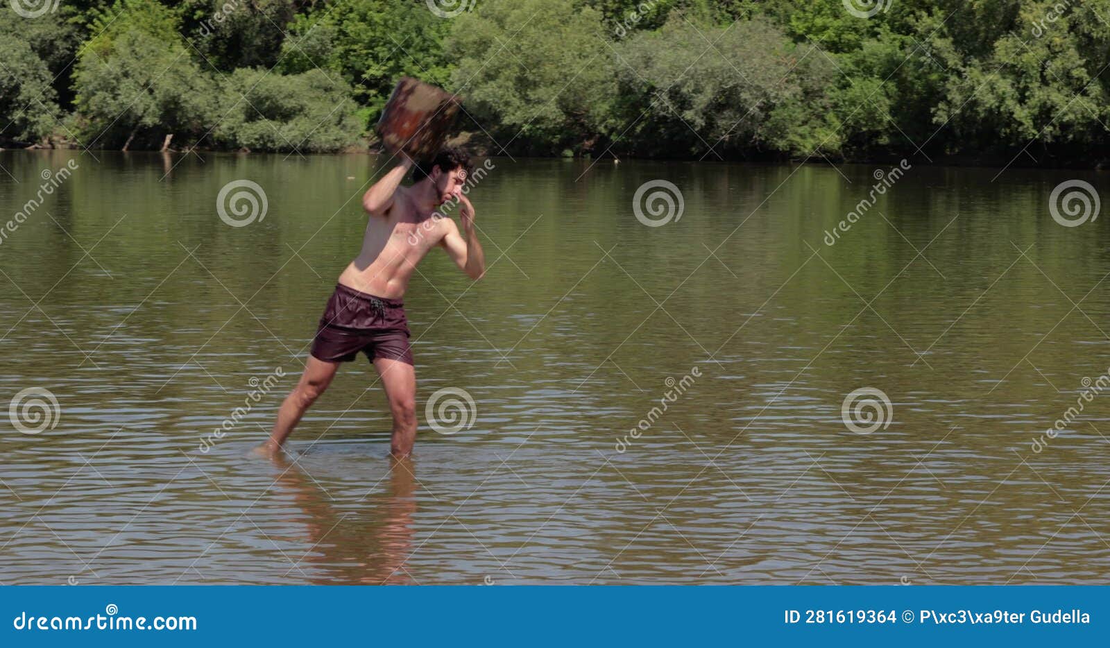 Man Throwing a Log in a River Stock Footage - Video of hobby, splash ...