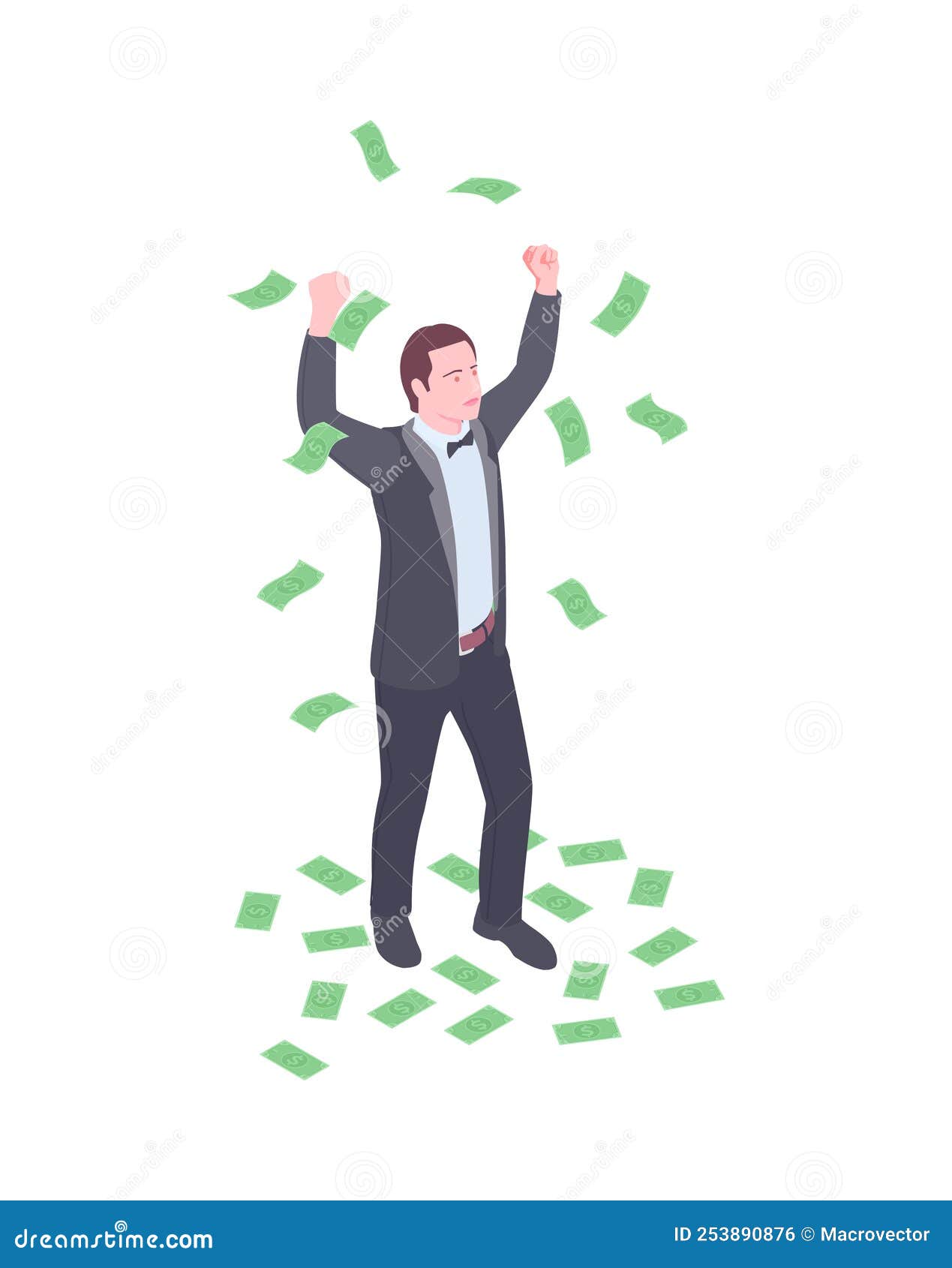 Man Throwing Money stock vector. Illustration of banknote - 253890876