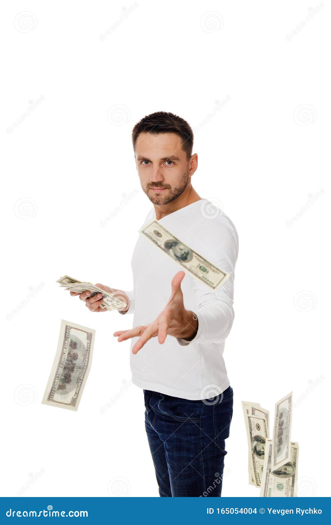 Man Throwing Out Money Banknotes Stock Photo - Image of earning ...