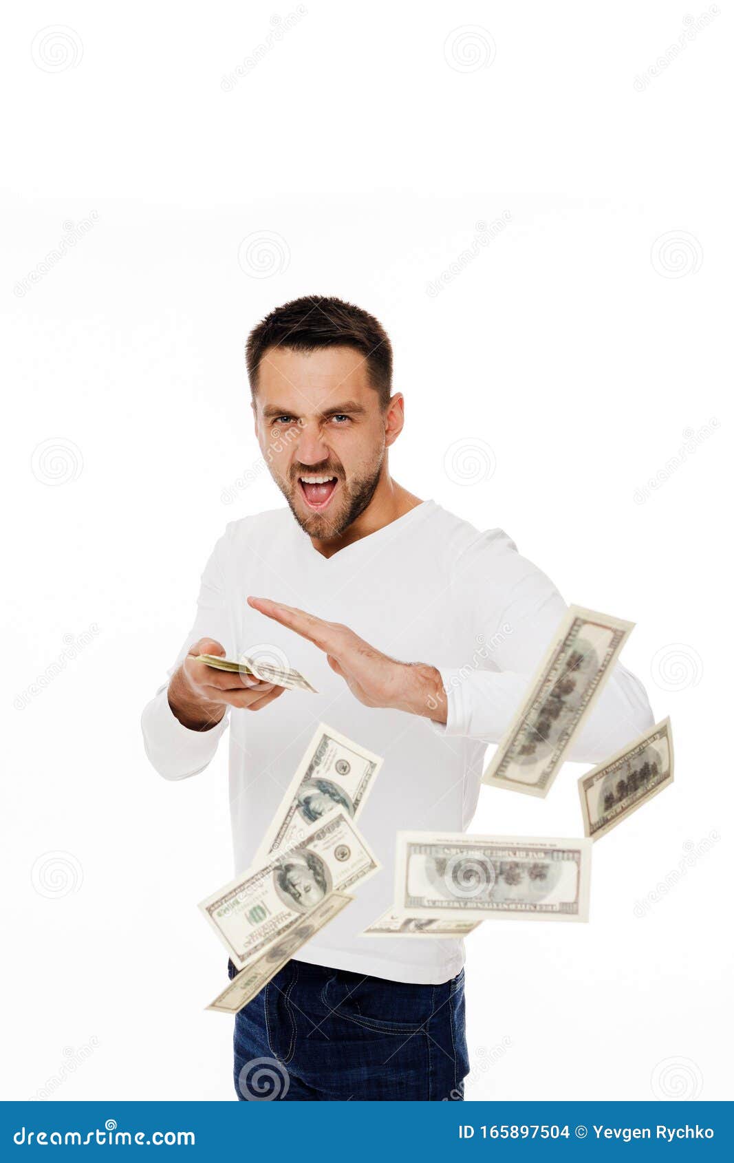 Man Throwing Out Money Banknotes Stock Photo - Image of handsome ...