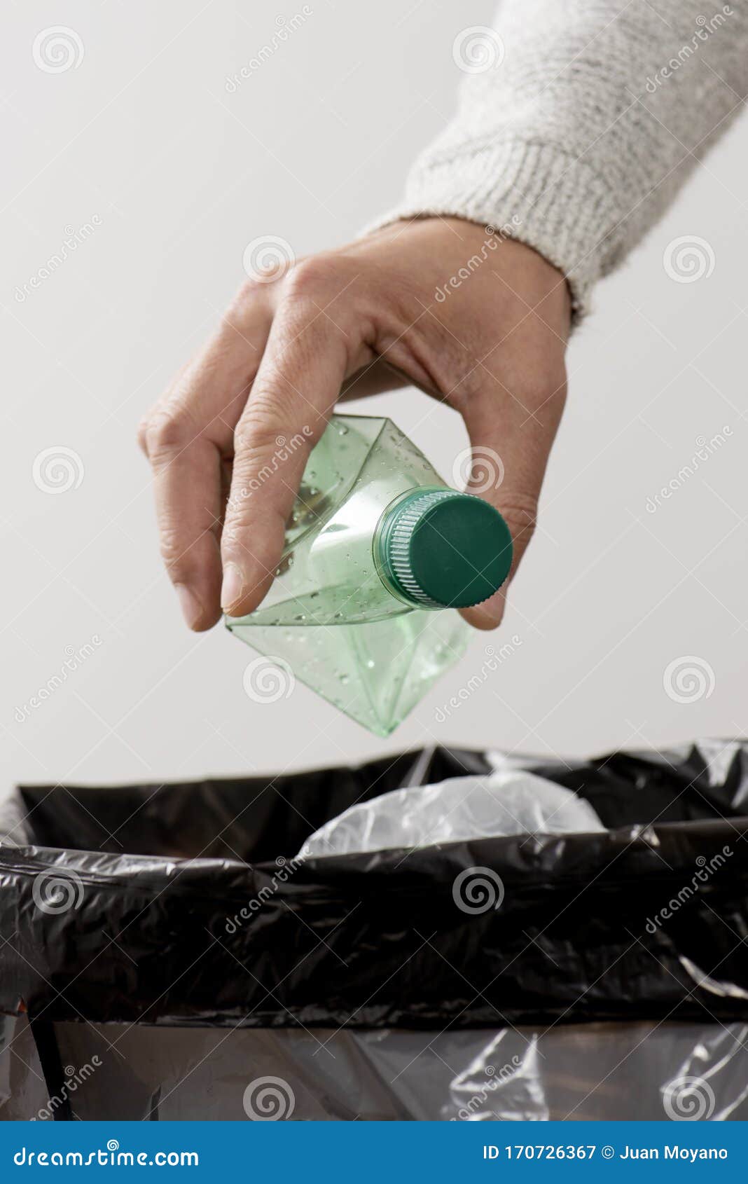 Man Throwing a Plastic Bottle To the Trash Bin Stock Image - Image of ...