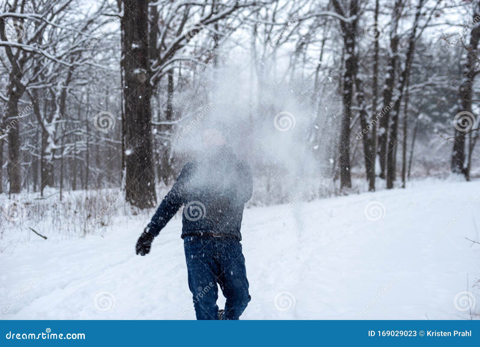 Man Throwing a Snowball in Winter Stock Image - Image of snowfall ...