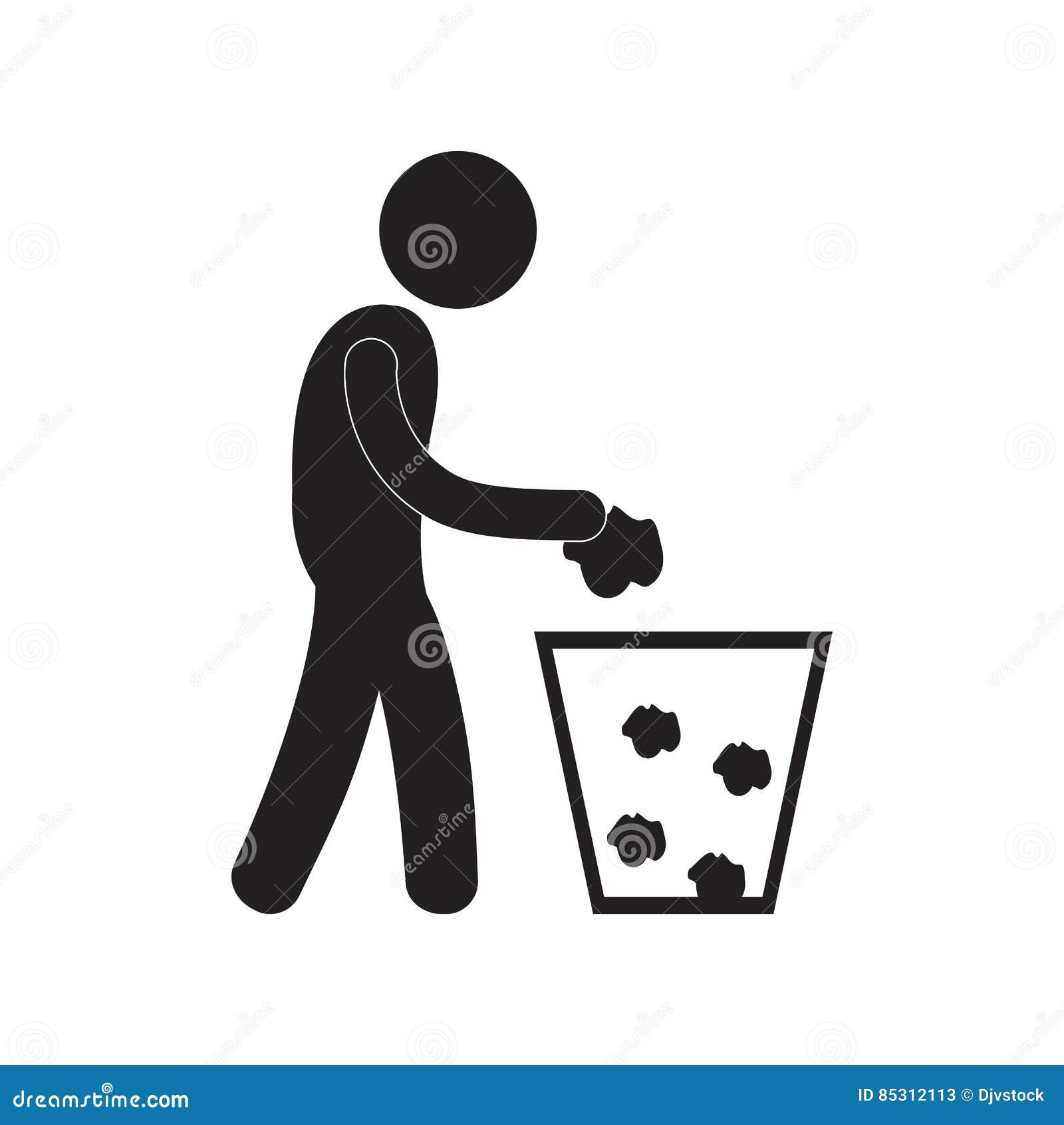 Man Throwing Trash Can Pictogram Stock Illustration - Illustration of ...