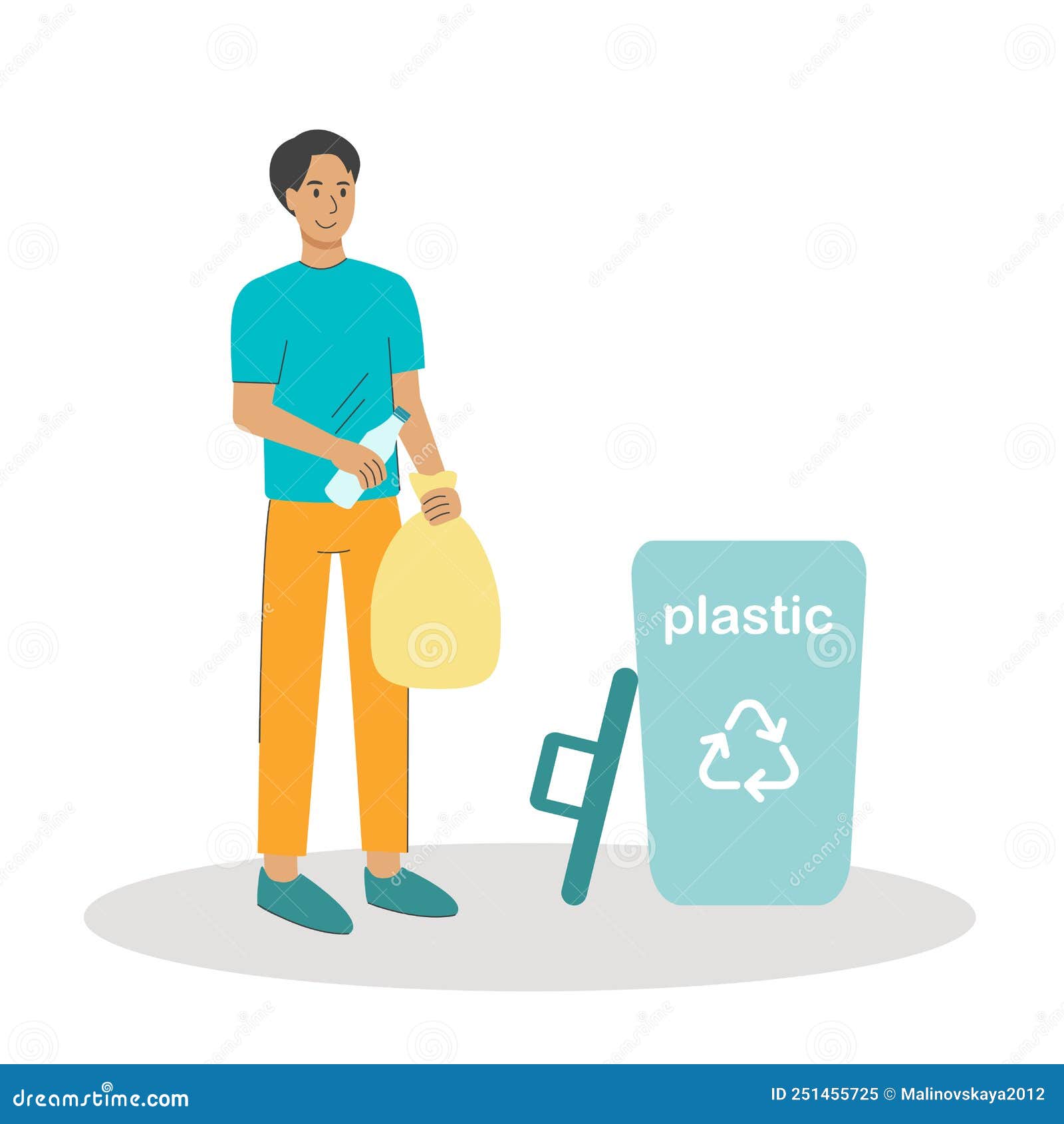 Container For Sorting Garbage. Isolated Yellow Waste Bin For Recycling ...