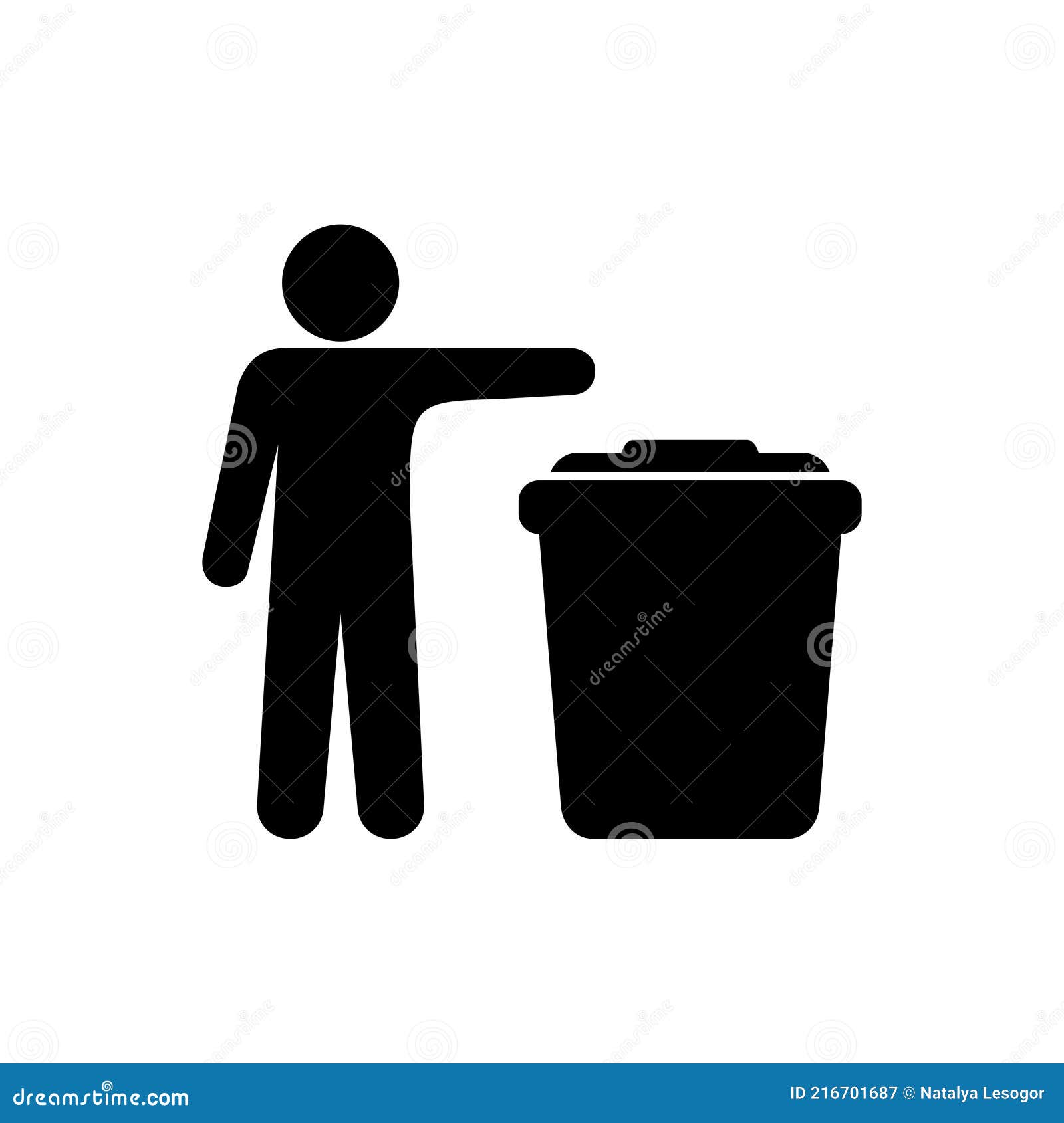 Man Throws Out Garbage, Icon Trash Can, Stick Man Stands Stock Vector ...