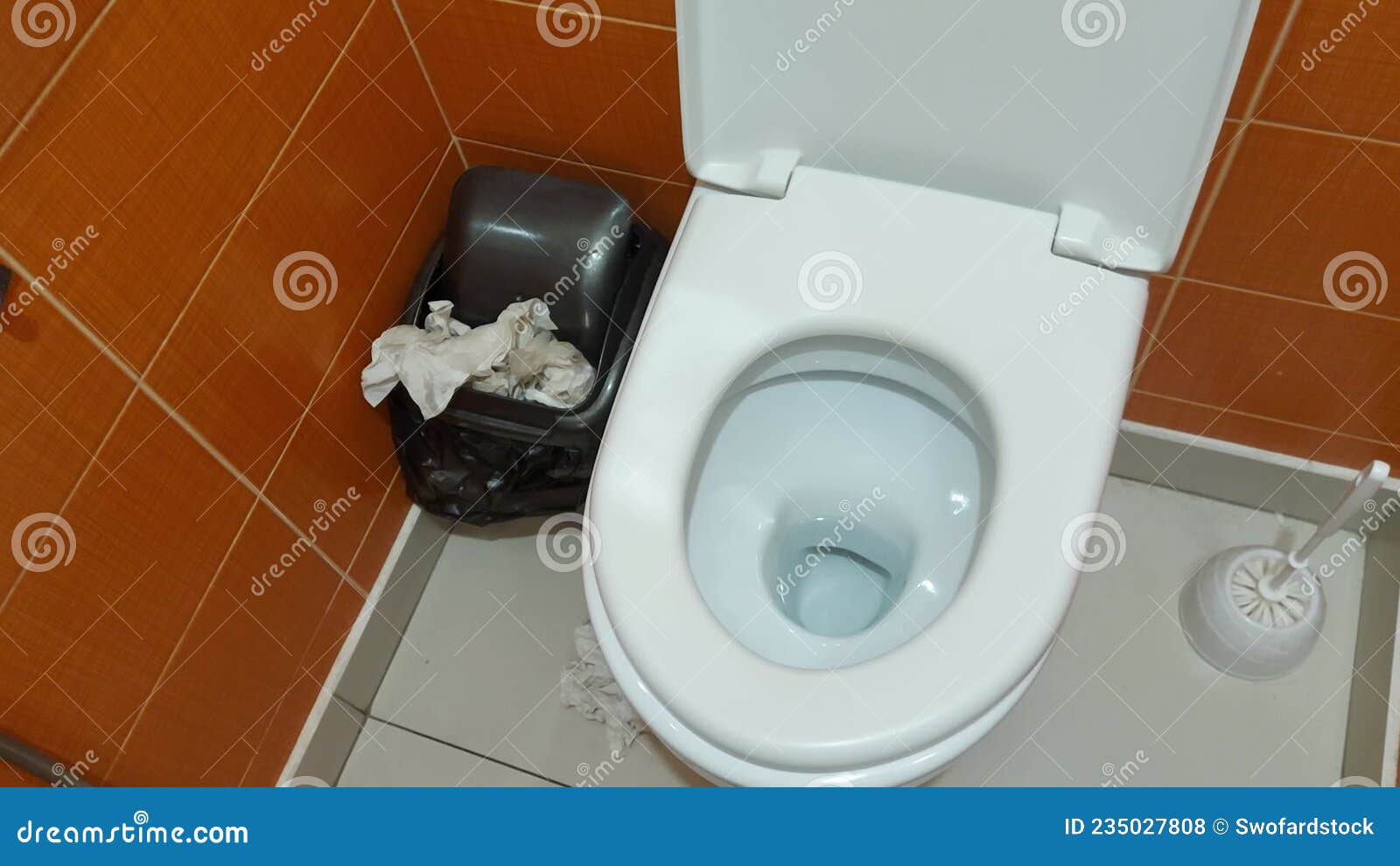 A Man Throws Toilet Paper on the Toilet Floor. Uncleaned Toilet, Litter ...