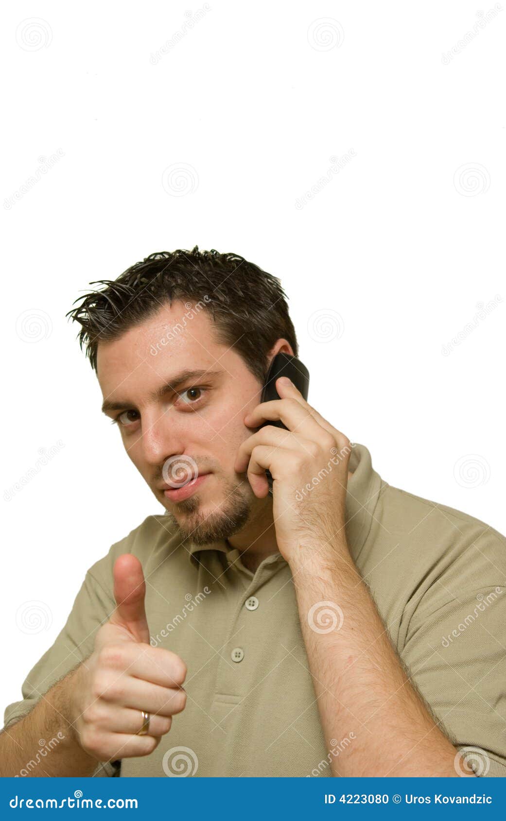 Man with Thumb Up on the Phone Stock Photo - Image of people, cellular ...