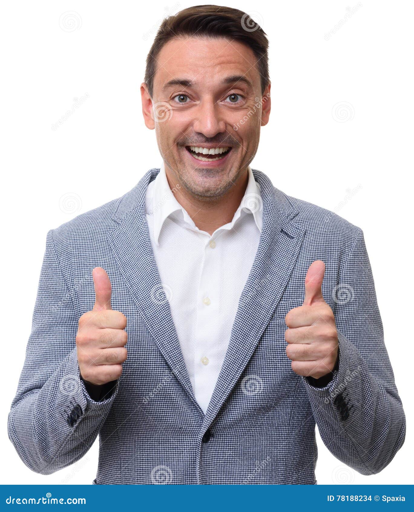 Man with Thumbs Up on White Background Stock Photo - Image of ...