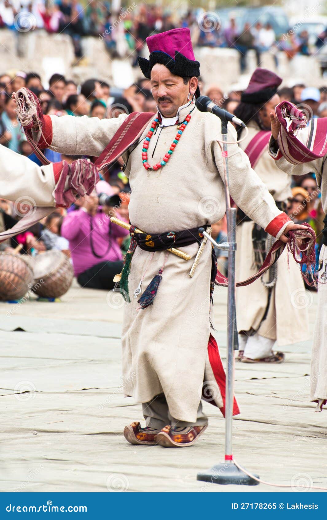 Man in Tibetan Clothes Performing Folk Dance Editorial Image - Image of ...