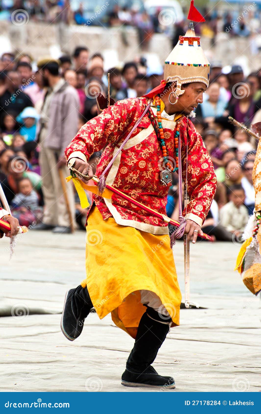 Man in Tibetan Clothes Performing Folk Dance Editorial Stock Image ...