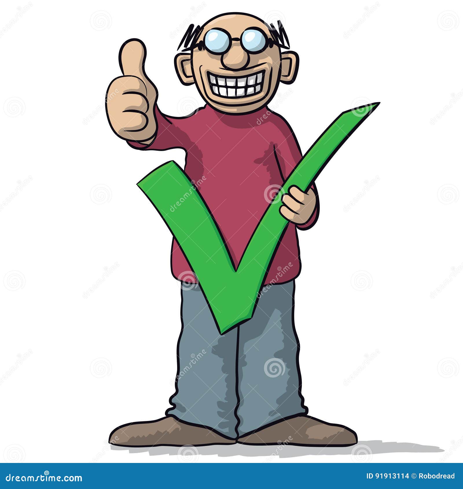 Man with a tick stock vector. Illustration of correct - 91913114