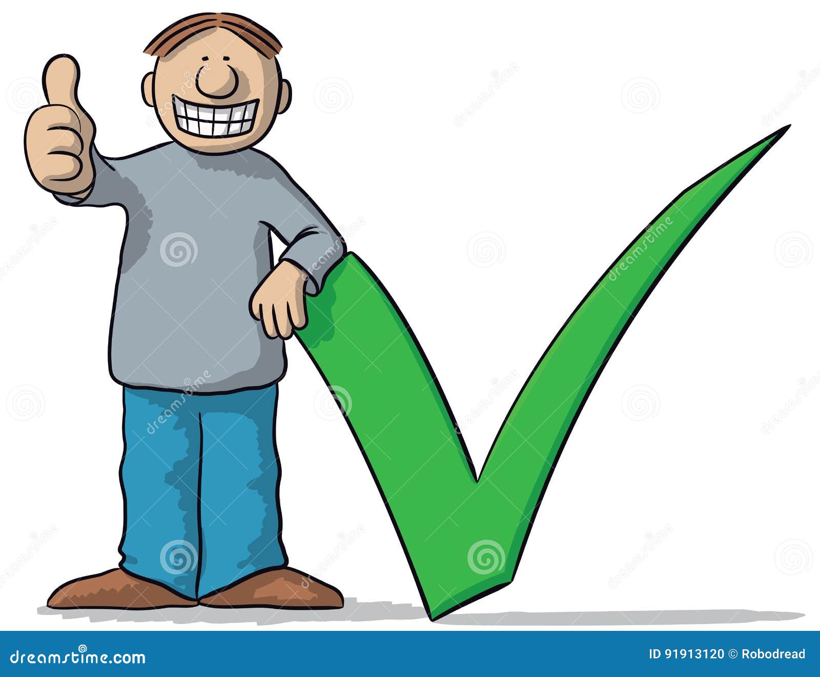 Man with a tick stock vector. Illustration of concept - 91913120