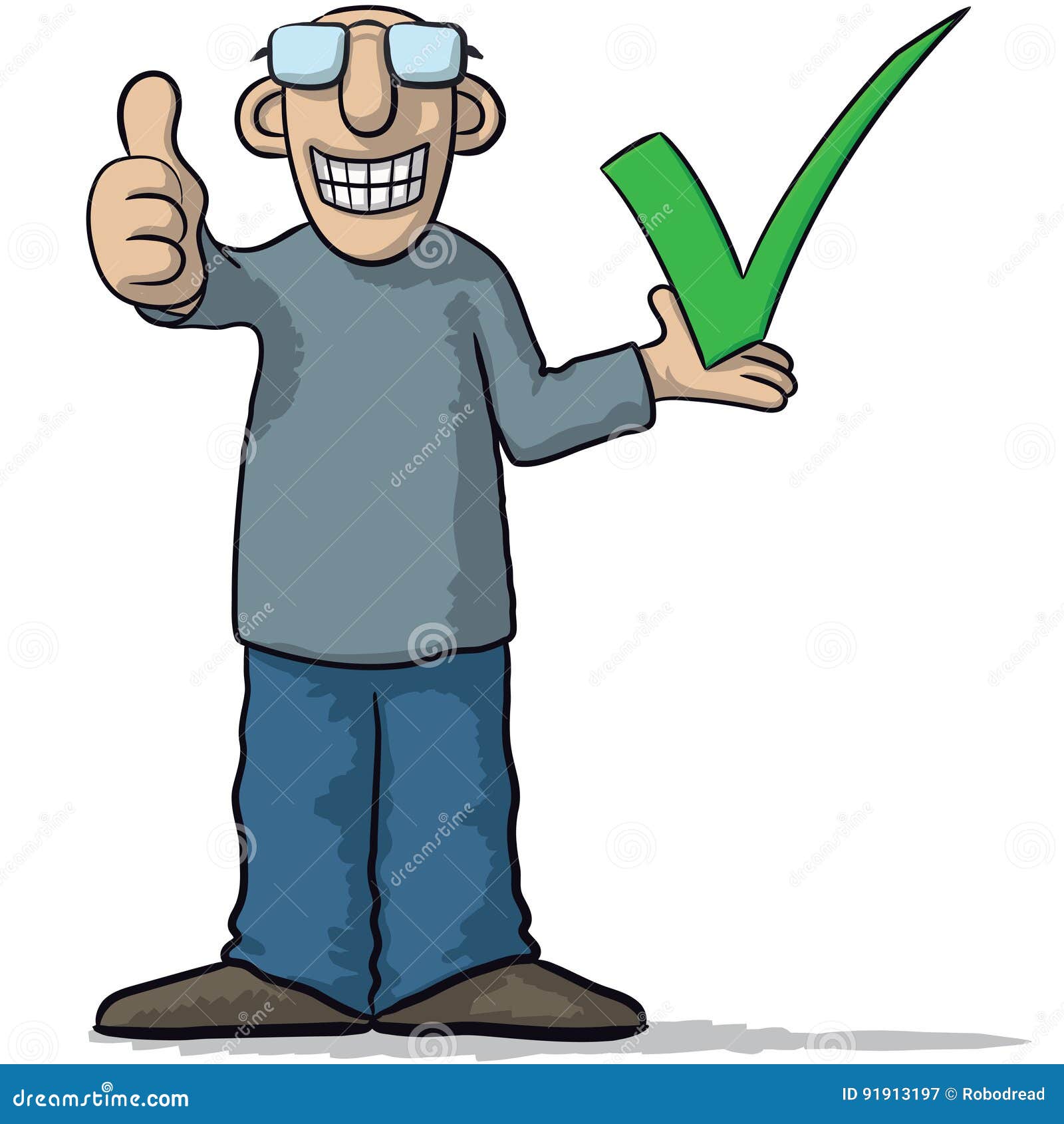 Man with a tick stock vector. Illustration of vector - 91913197