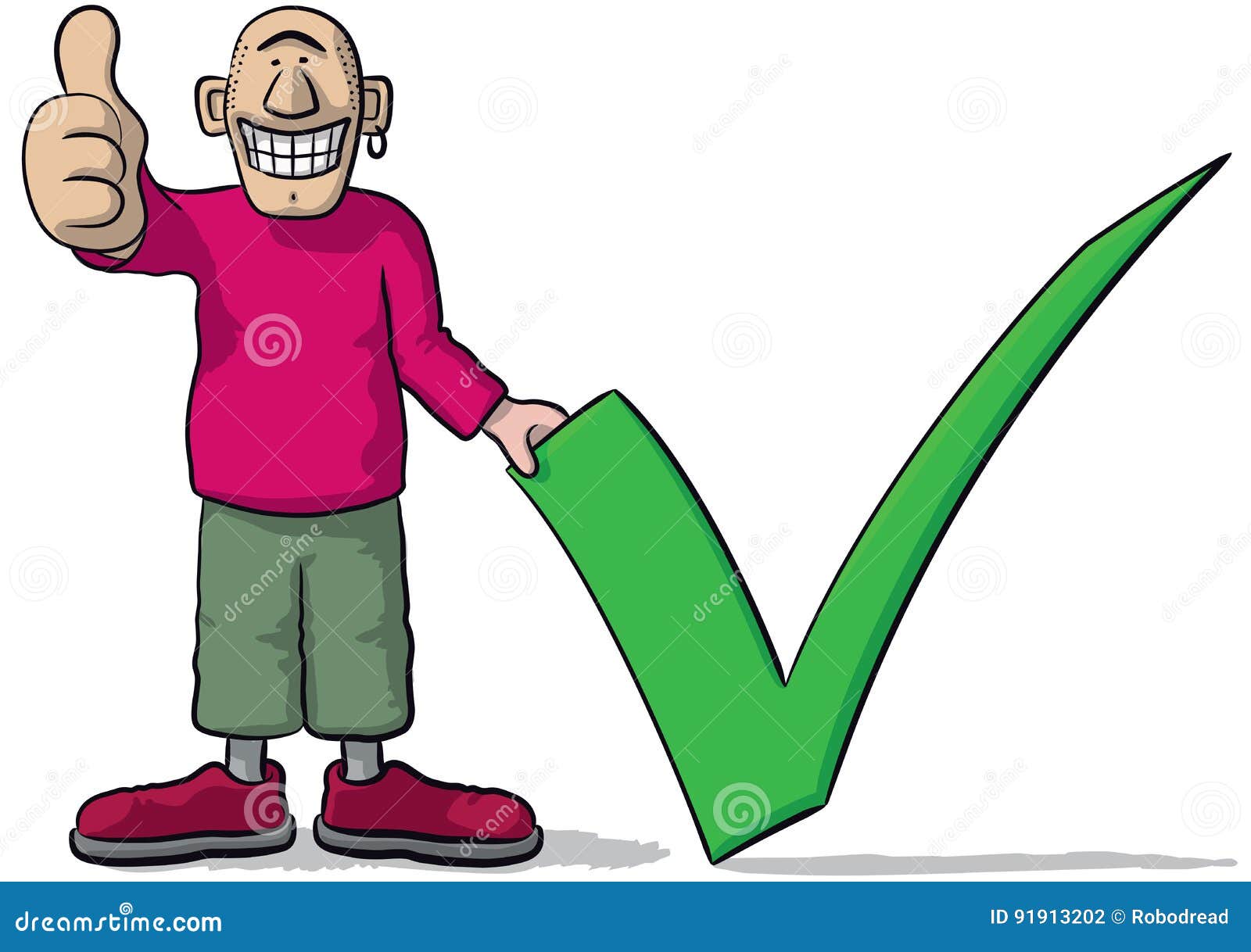Man with a tick stock vector. Illustration of successful - 91913202