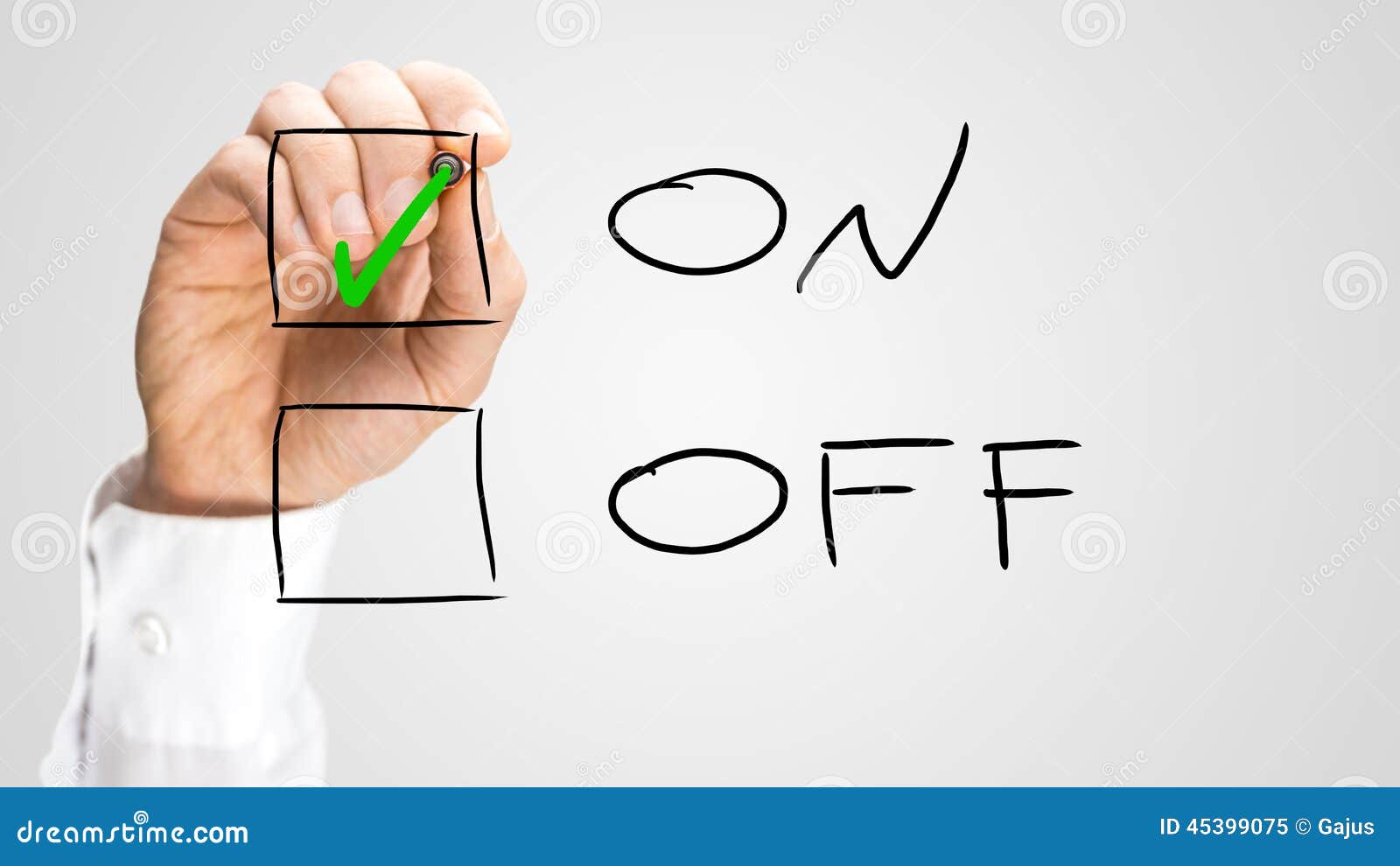 Man Ticking on in a on-Off Box Stock Image - Image of handwritten ...