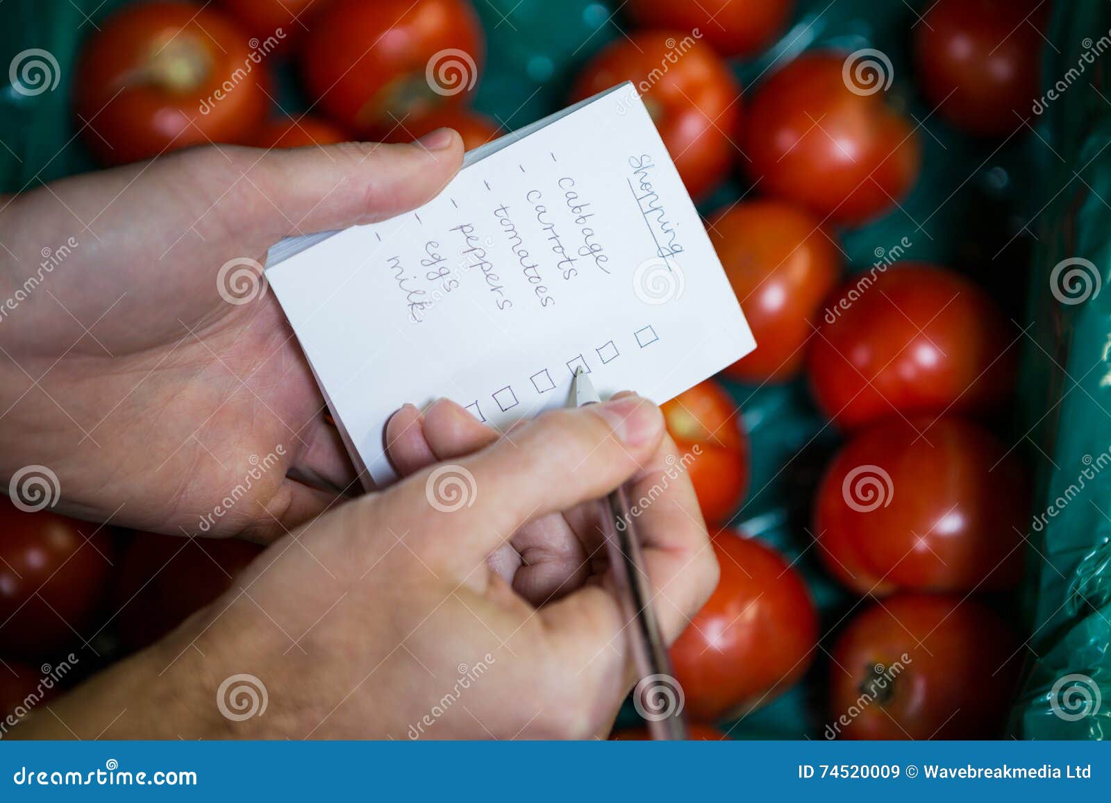 Man Ticking on Shopping Checklist Stock Image - Image of food, store ...